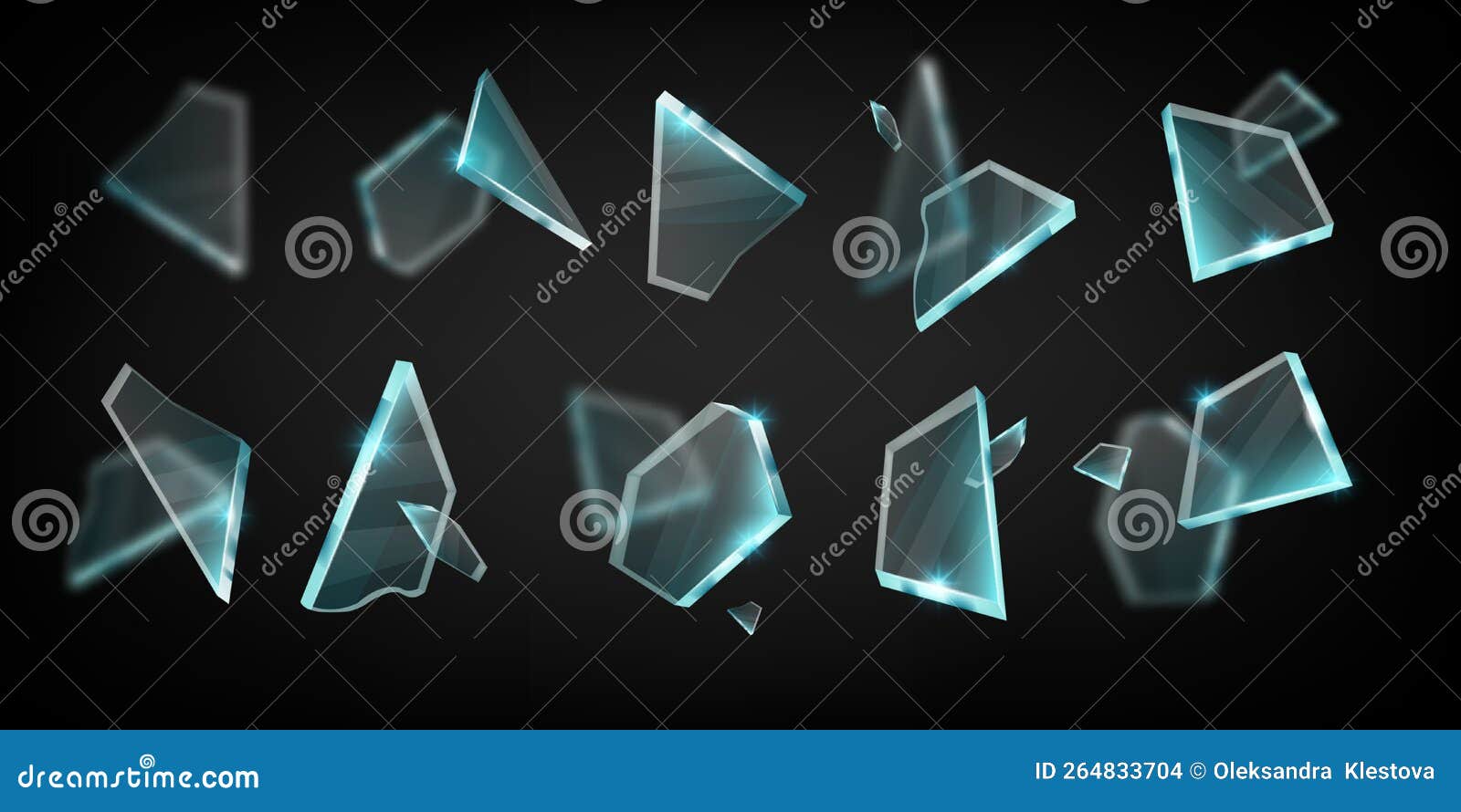 Broken Glass Shatter Set, Vector Mirror Sharp Pieces Explosion ...