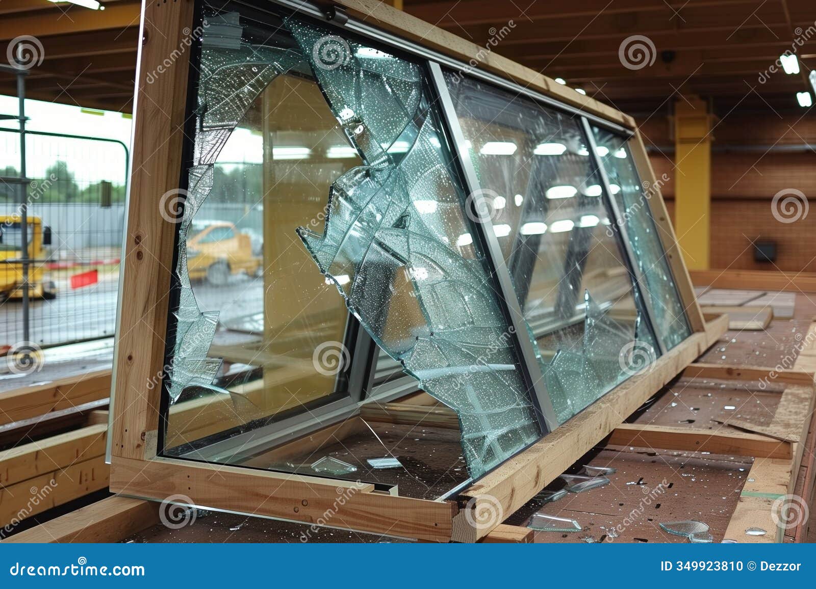 Broken Glass Shattered into a New Window Frame while Being Installed on ...
