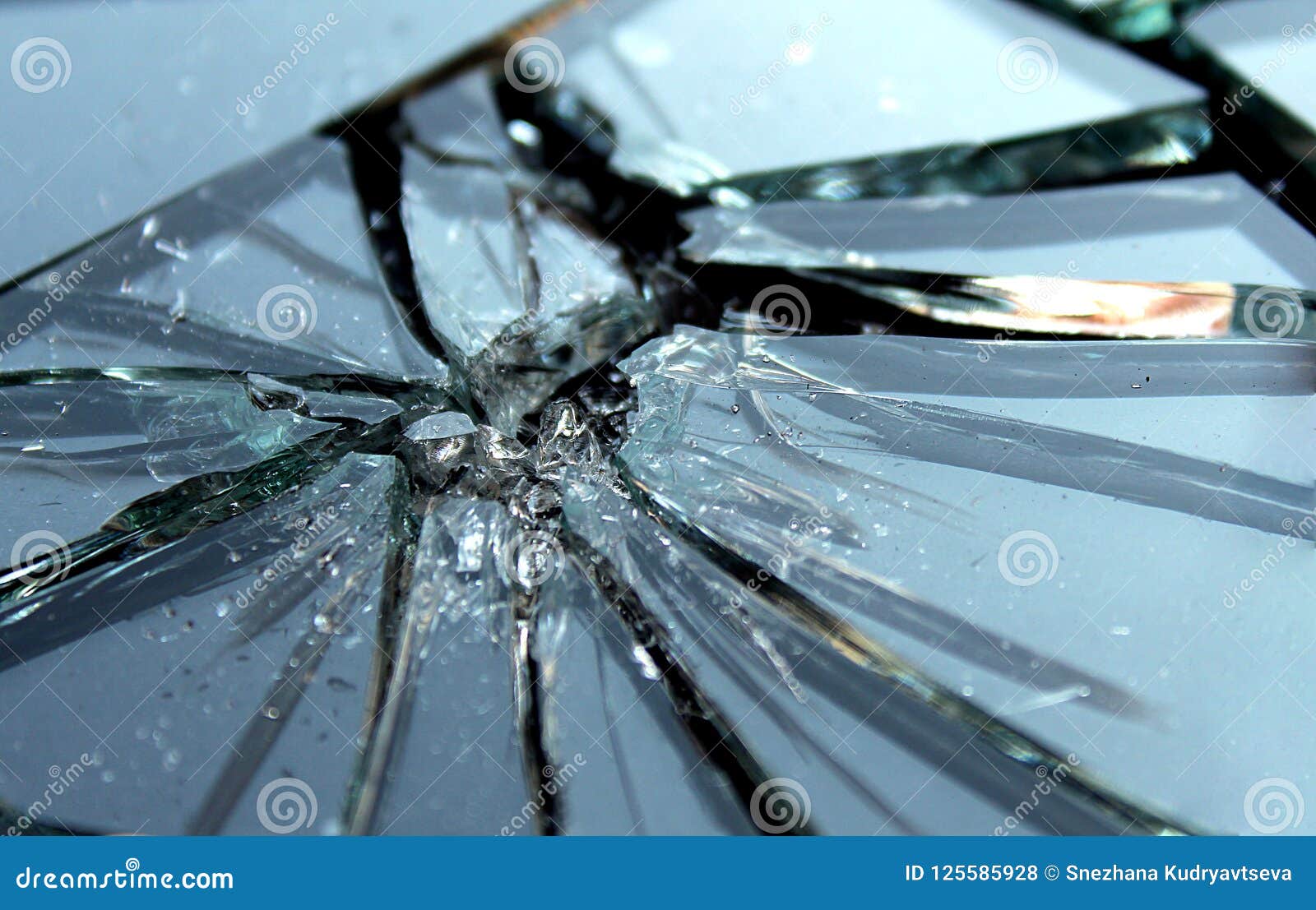 Broken Glass with Small Pieces Lies on a Black Surface Stock Photo ...