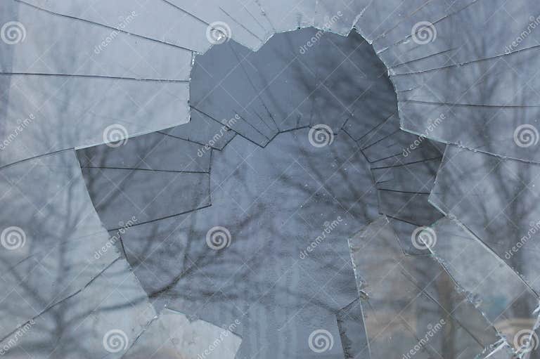 Broken Glass Smashed Window Stock Photo - Image of trees, vandalism ...
