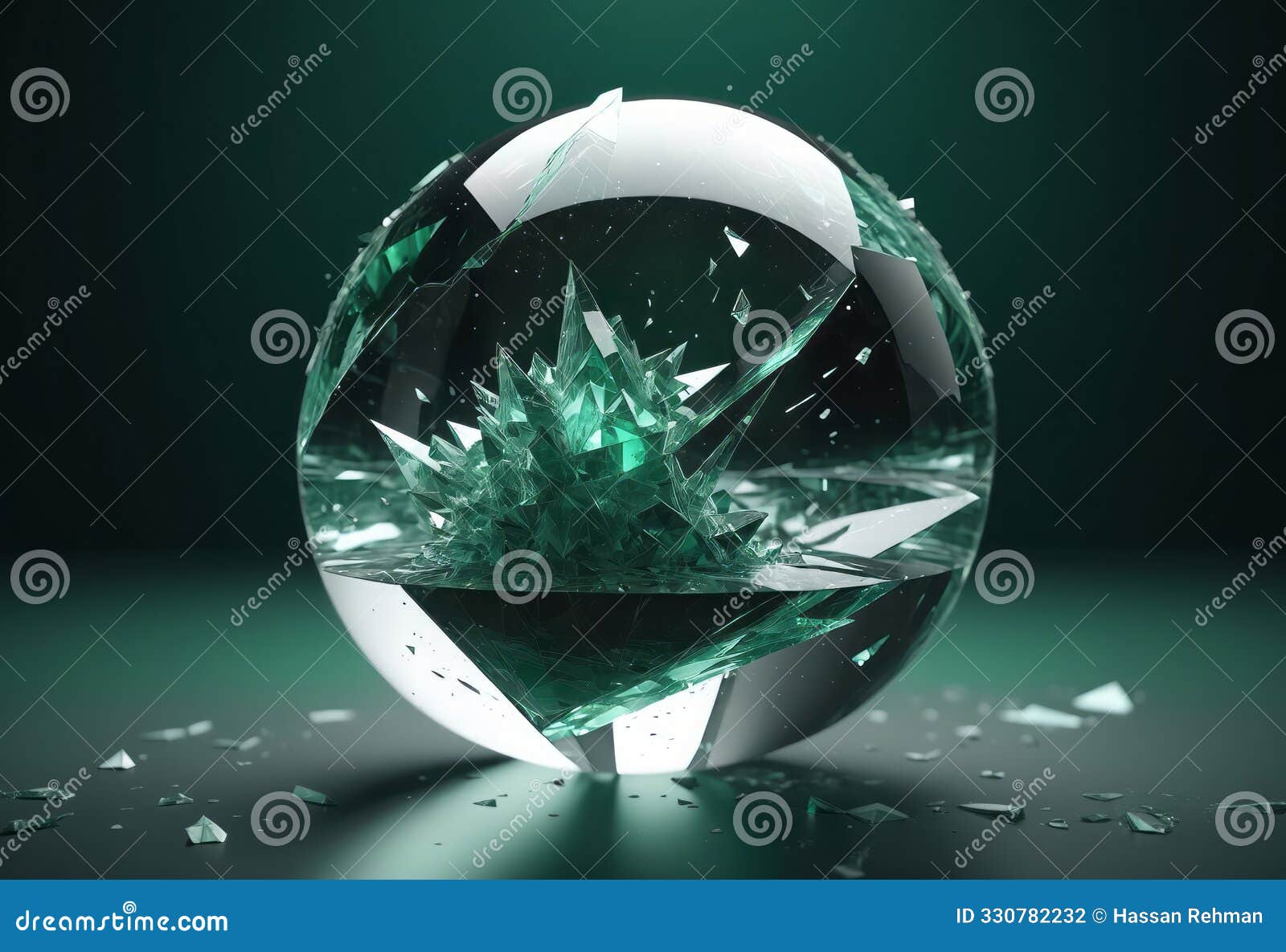 Broken Glass Sphere Black Background. 3d Illustration Stock ...