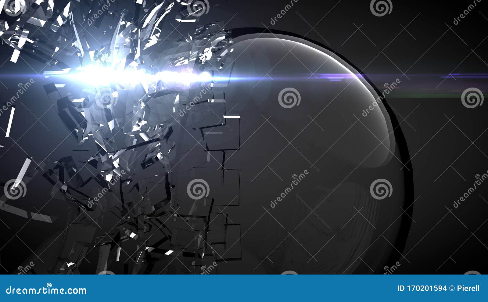 Broken Glass Sphere Black Background. 3d Illustration, 3d Rendering ...