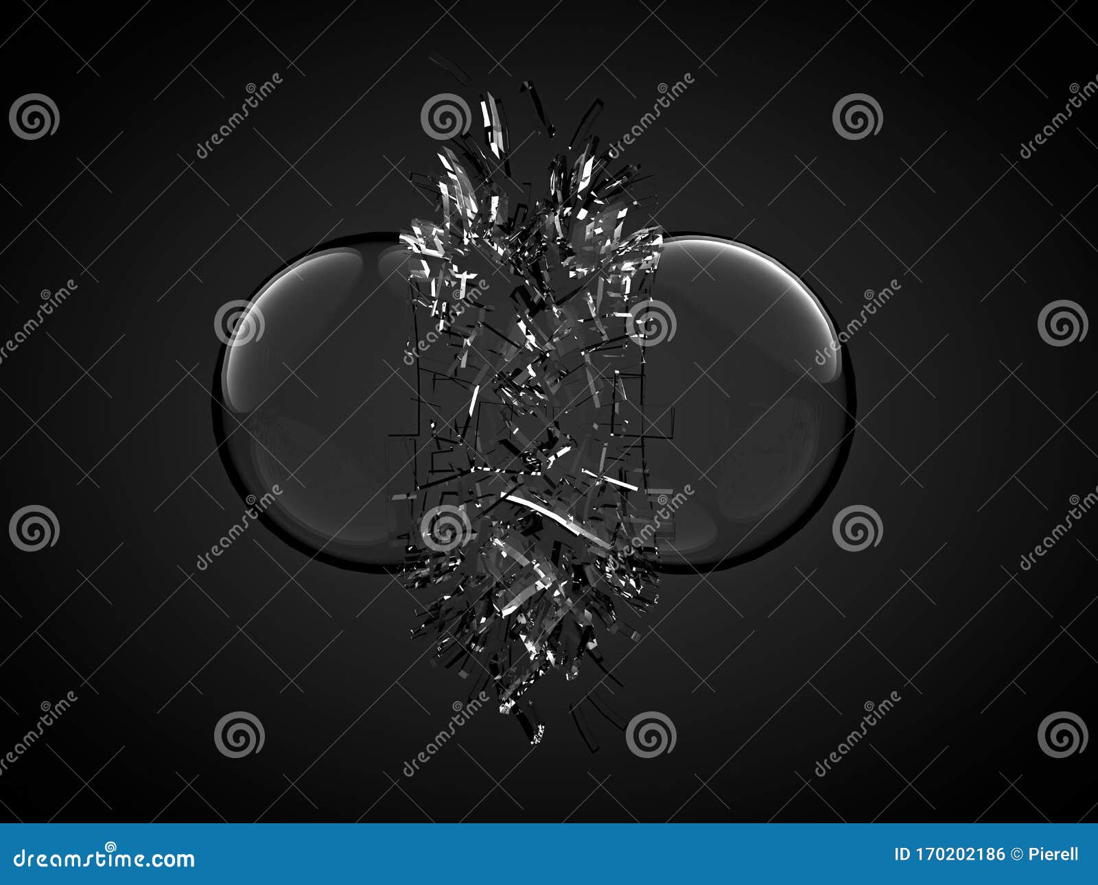 Broken Glass Sphere Black Background. 3d Illustration, 3d Rendering ...