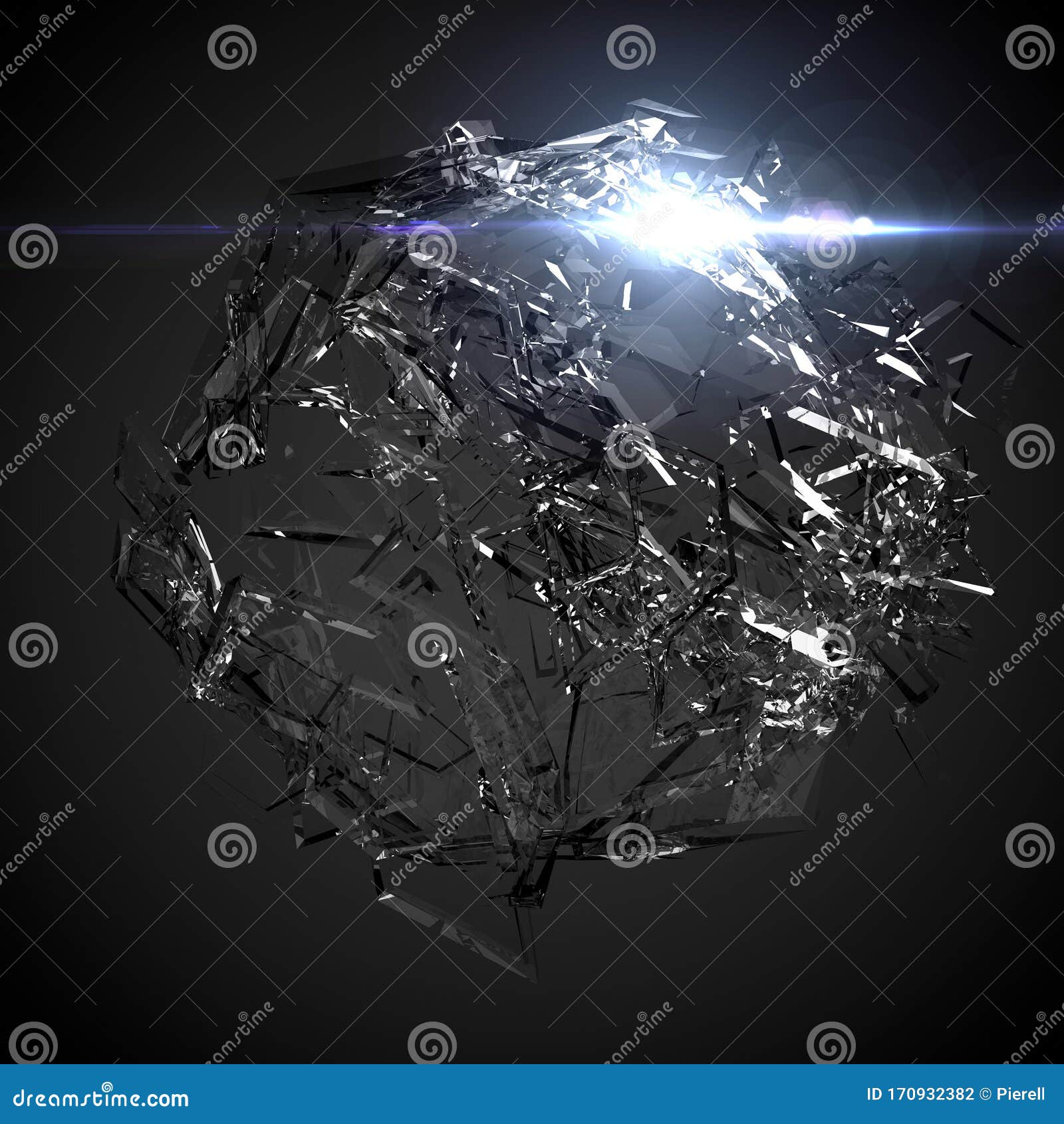 Broken Glass Sphere Black Background. 3d Illustration, 3d Rendering ...