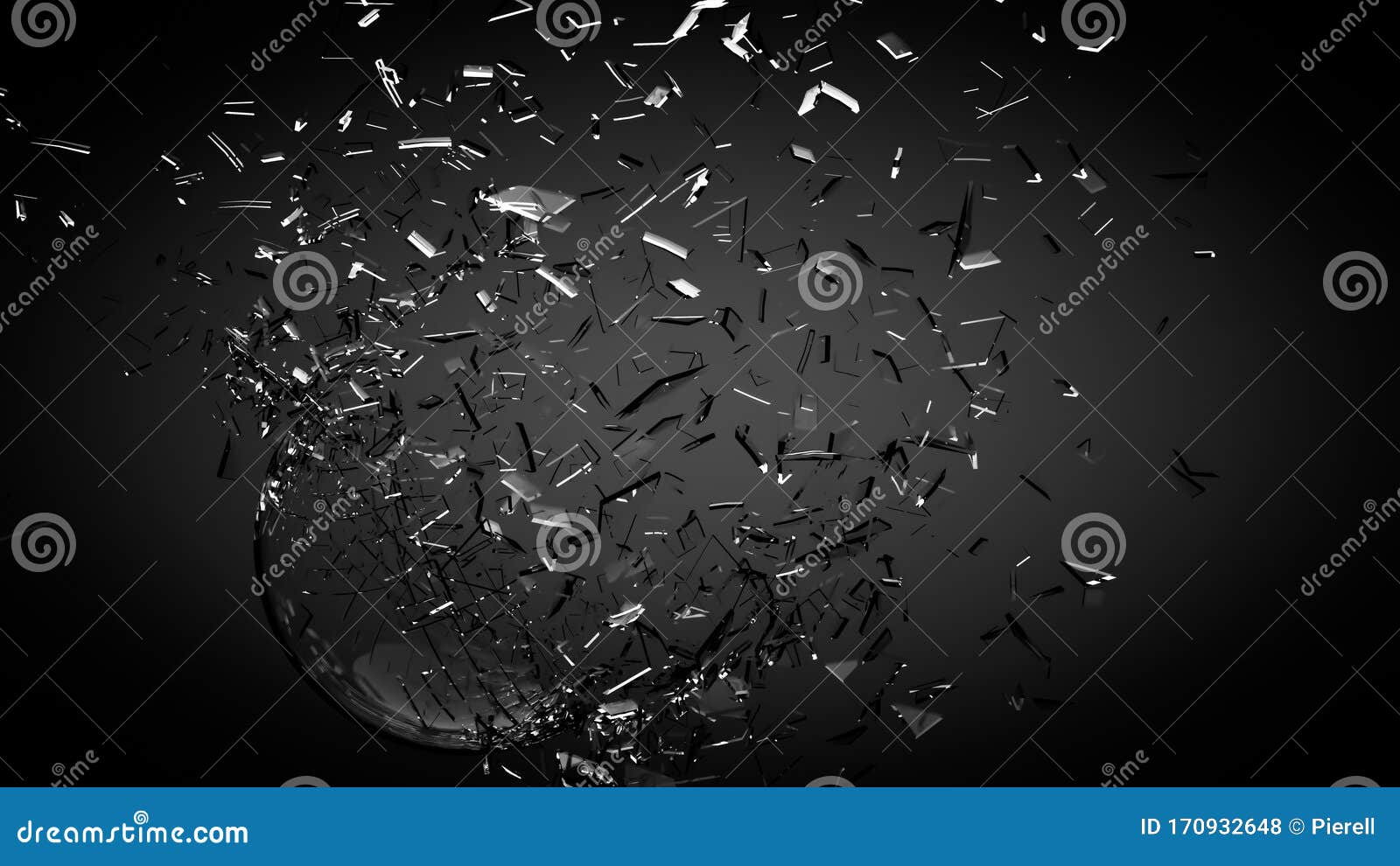 Broken Glass Sphere Black Background. 3d Illustration, 3d Rendering ...