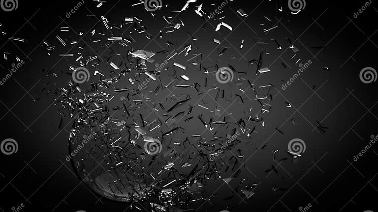Broken Glass Sphere Black Background. 3d Illustration, 3d Rendering ...