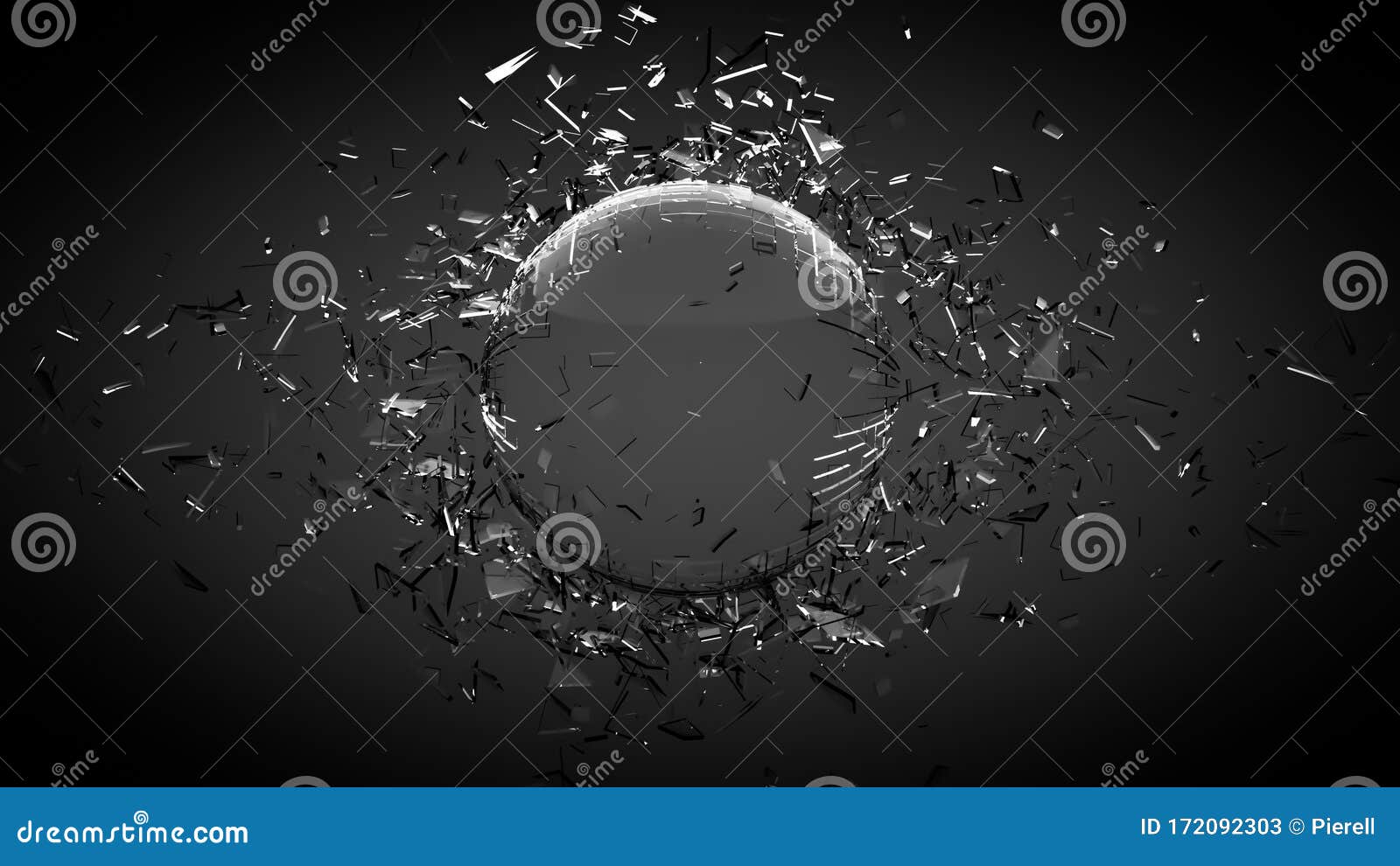 Broken Glass Sphere Black Background. 3d Illustration, 3d Rendering ...