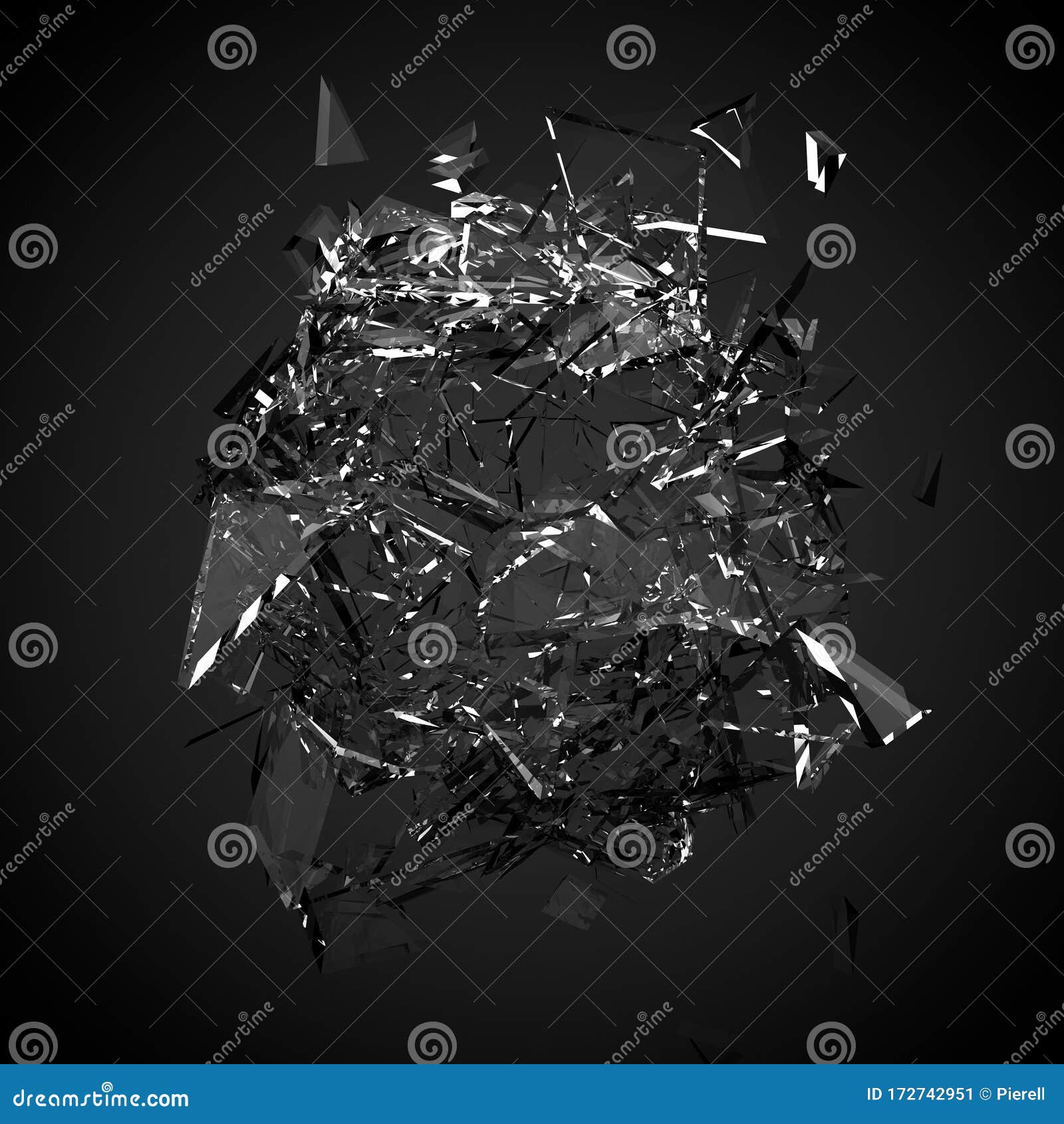 Broken Glass Sphere Black Background. 3d Illustration, 3d Rendering ...