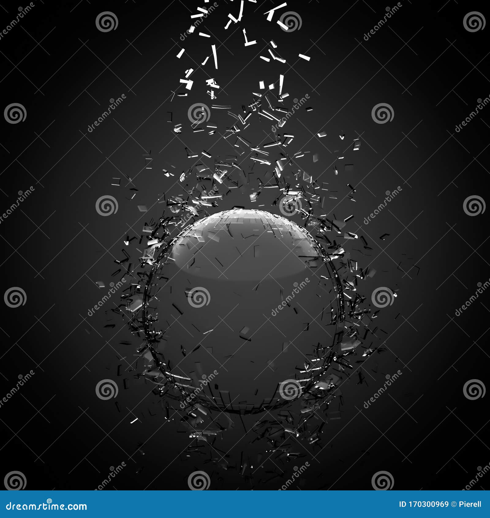 Broken Glass Sphere Black Background. 3d Illustration, 3d Rendering ...