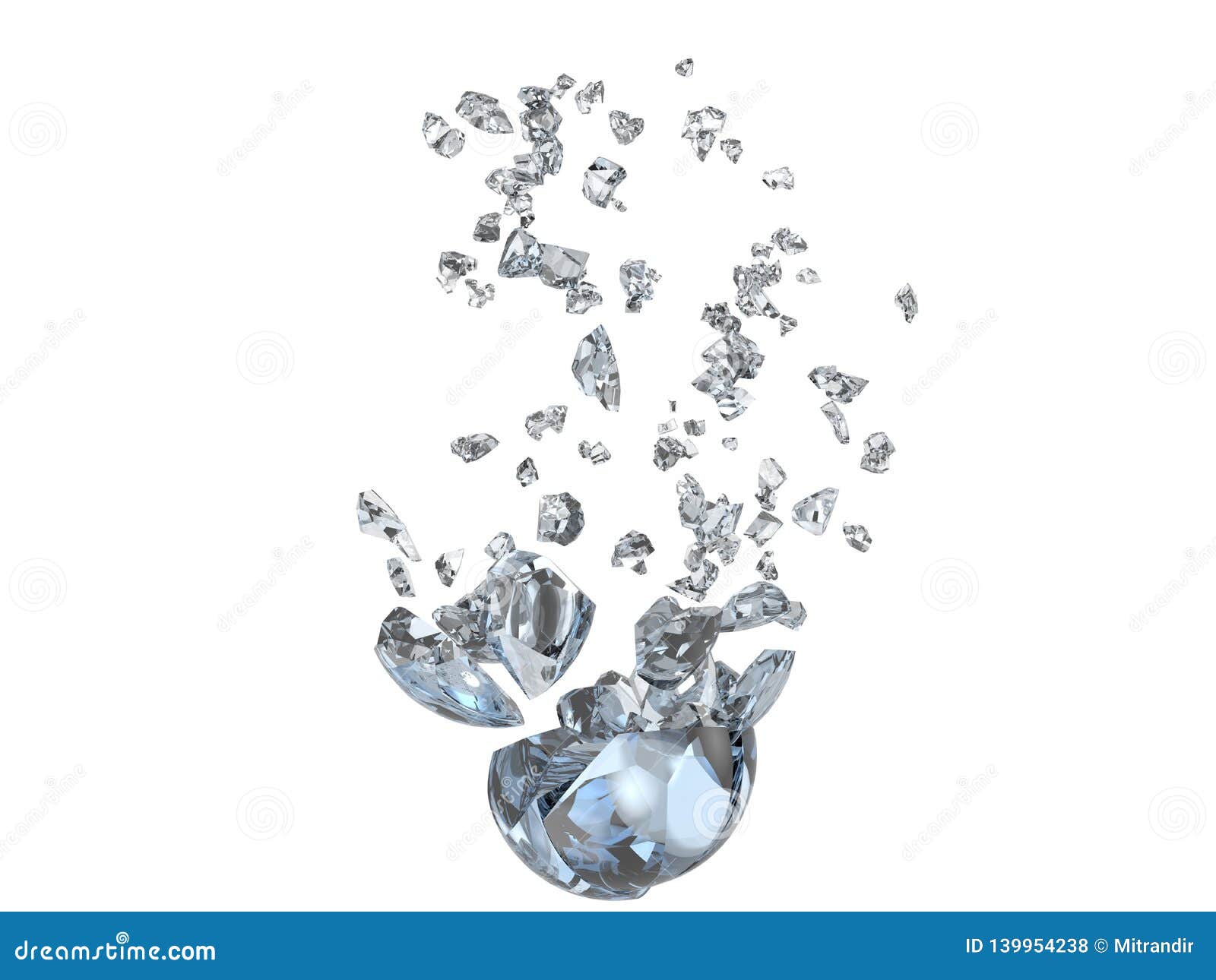 Broken Glass Sphere - on White Background Stock Illustration ...