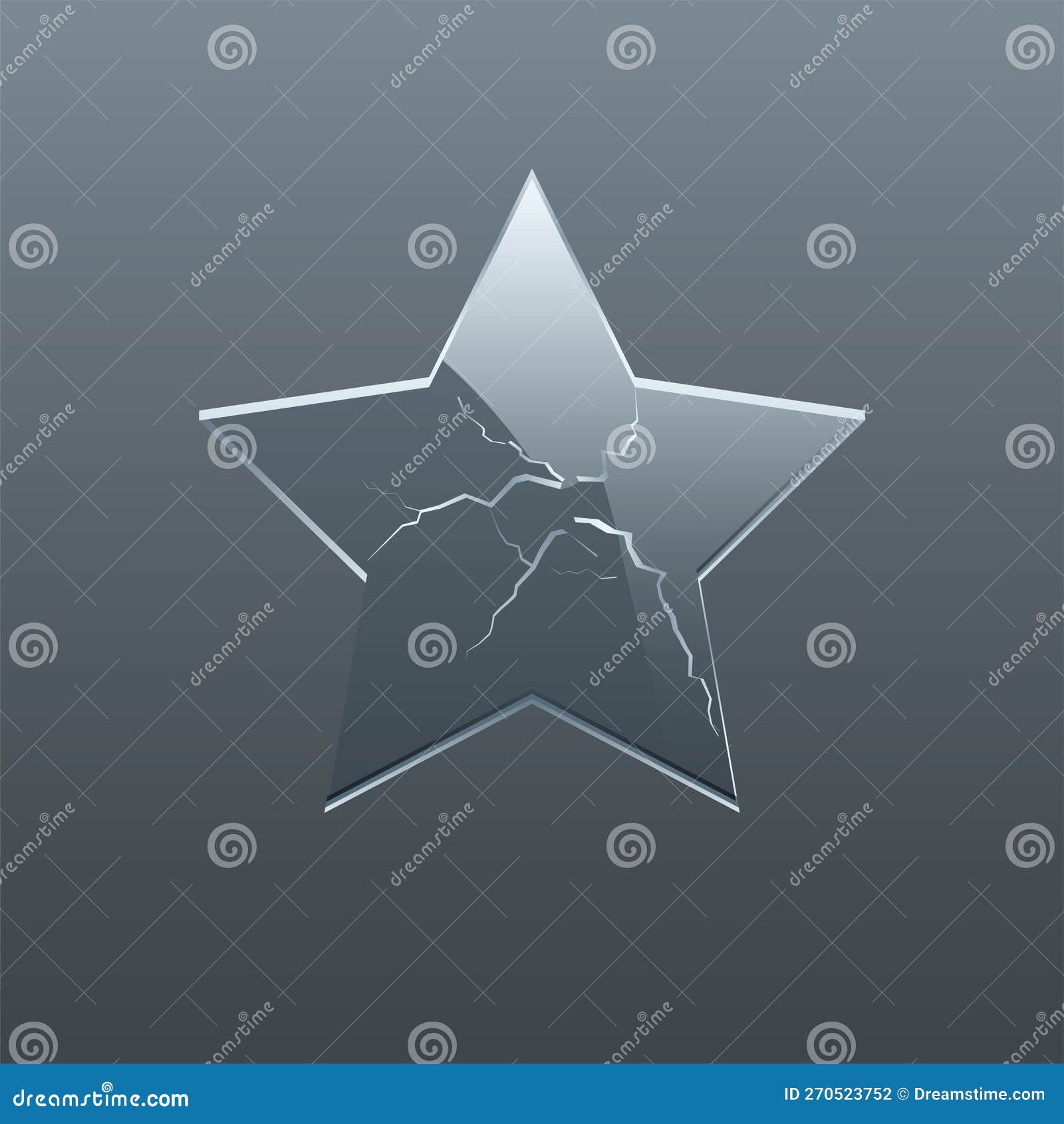Broken Glass Star, 3D Realistic Transparent Clear Star with Cracks and ...