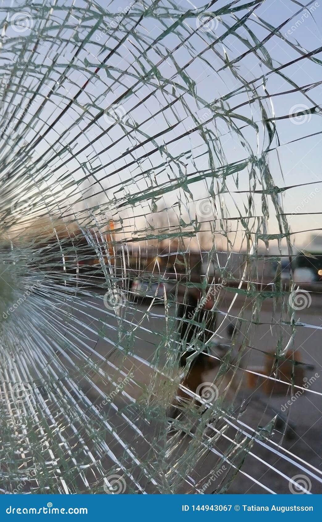 Broken Glass at Sunset, Office Building Shop Window Stock Image - Image ...
