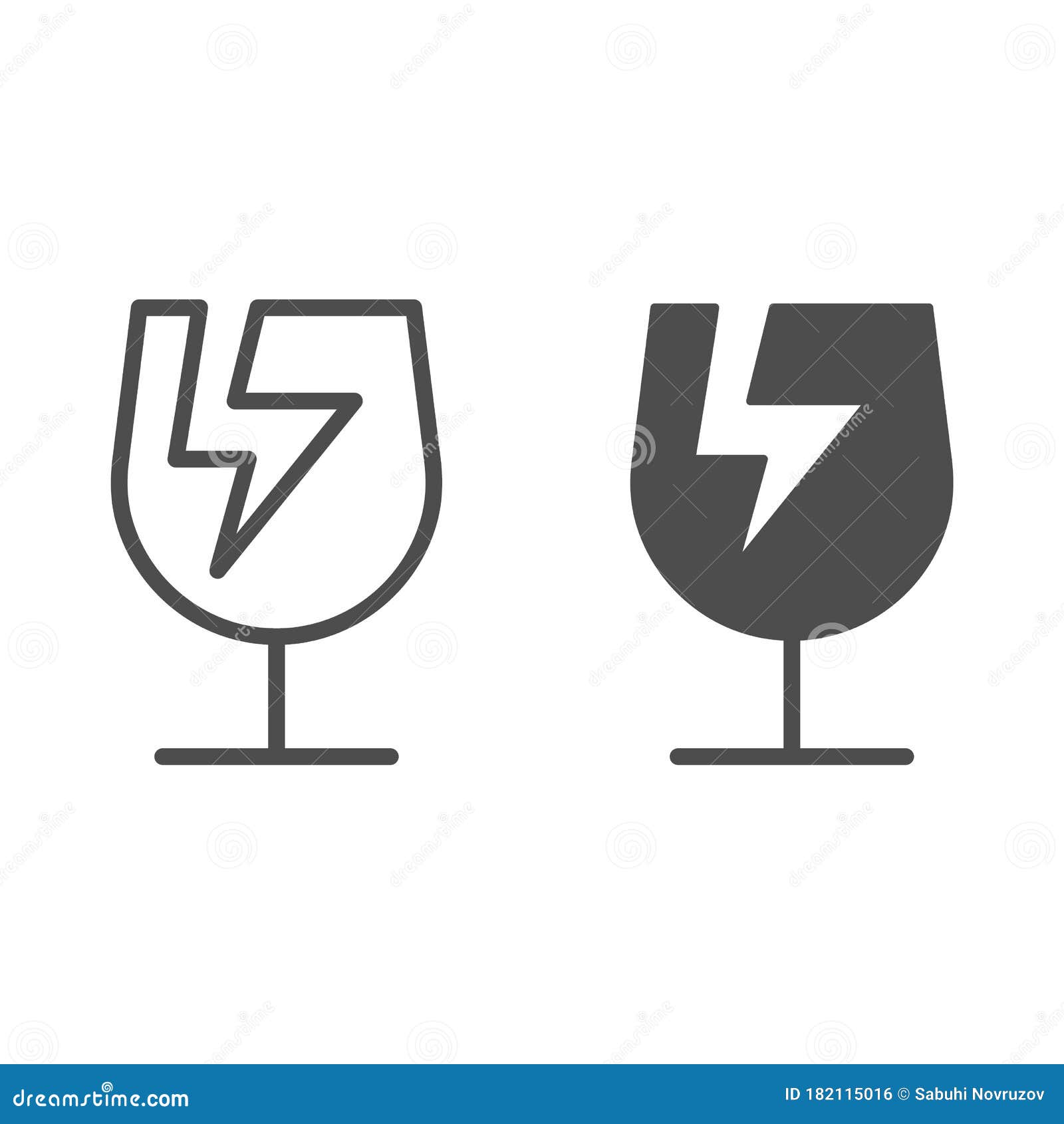 Broken Glass Symbol of Fragile Cargo Line and Solid Icon, Logistic and ... Broken Glass Symbol of Fragile Cargo Line and Solid Icon, Logistic and ...