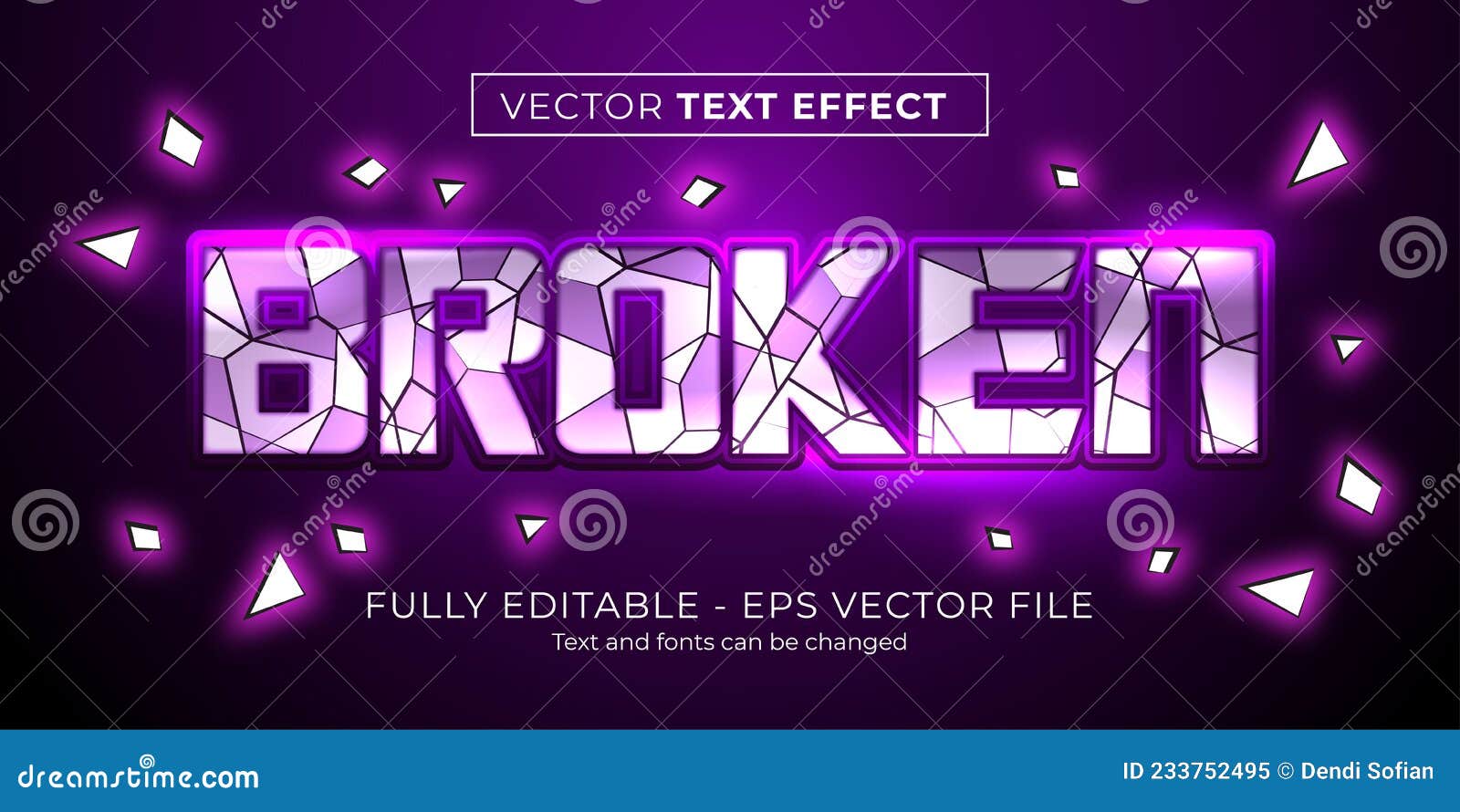 Broken glass text effect stock vector. Illustration of shatter - 233752495