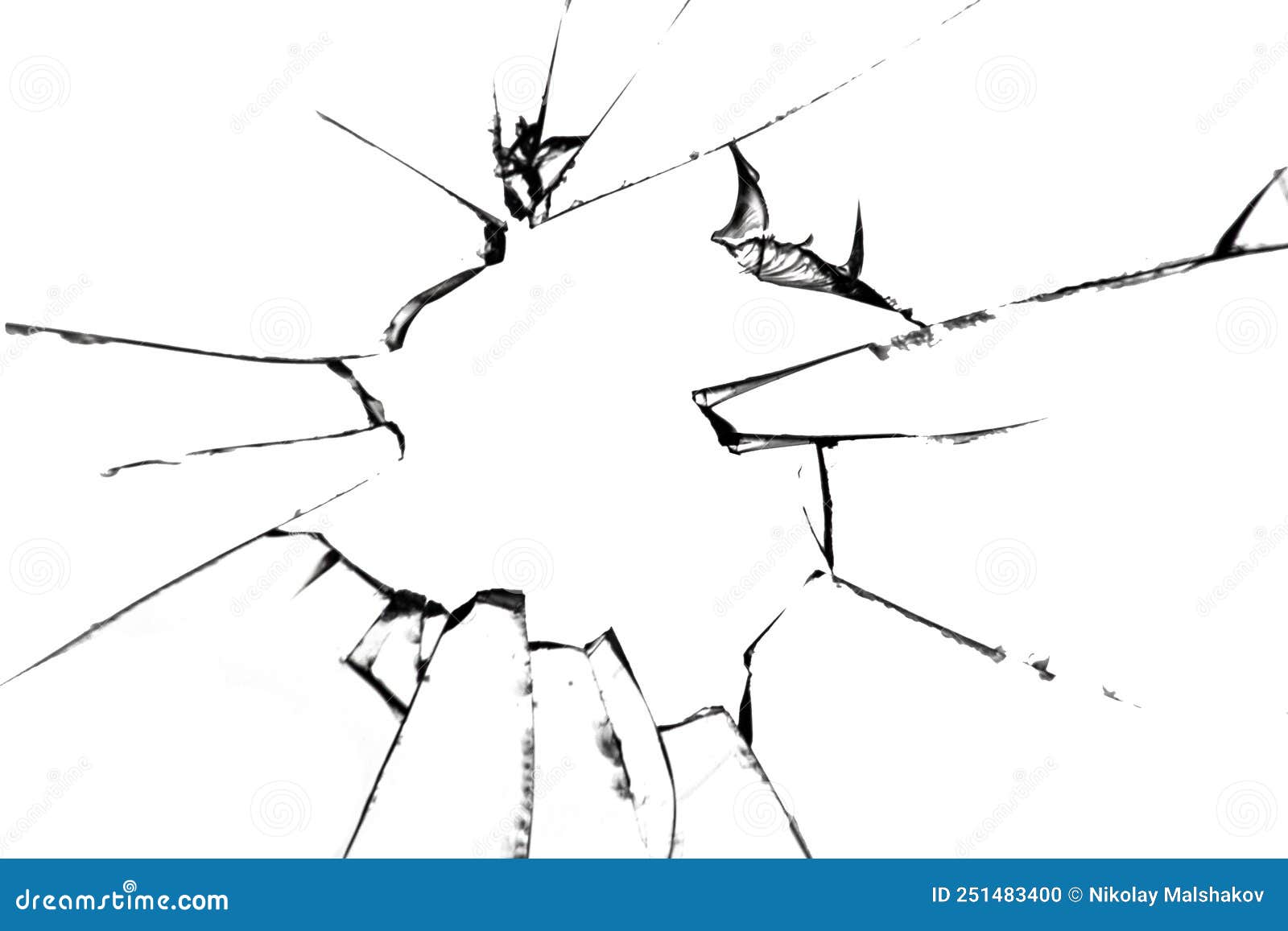 Broken Glass Texture Isolated Cracks on White Background Stock Photo ...