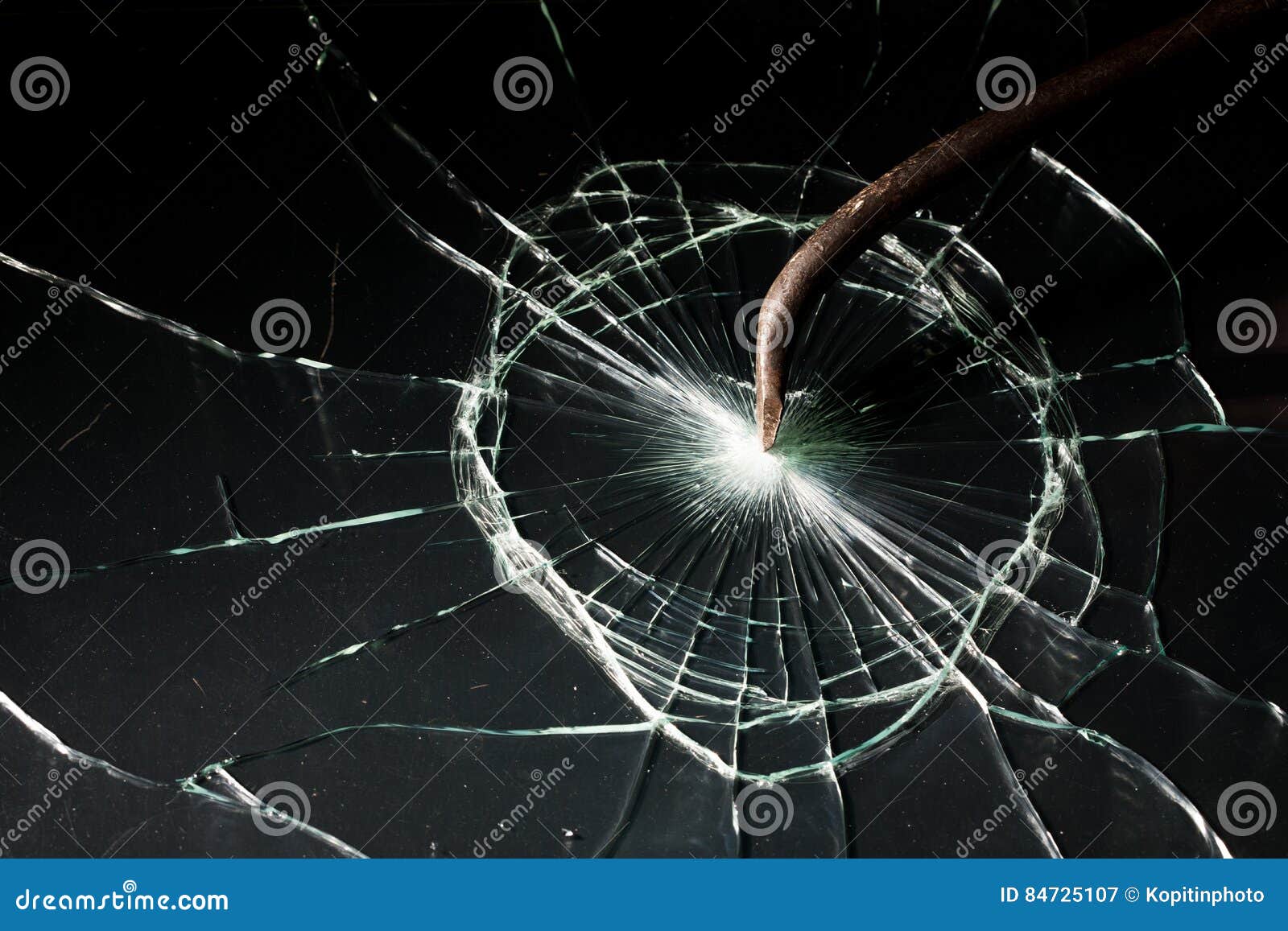 Broken Glass Texture. Rusty Crowbar Stock Image - Image of crime ...