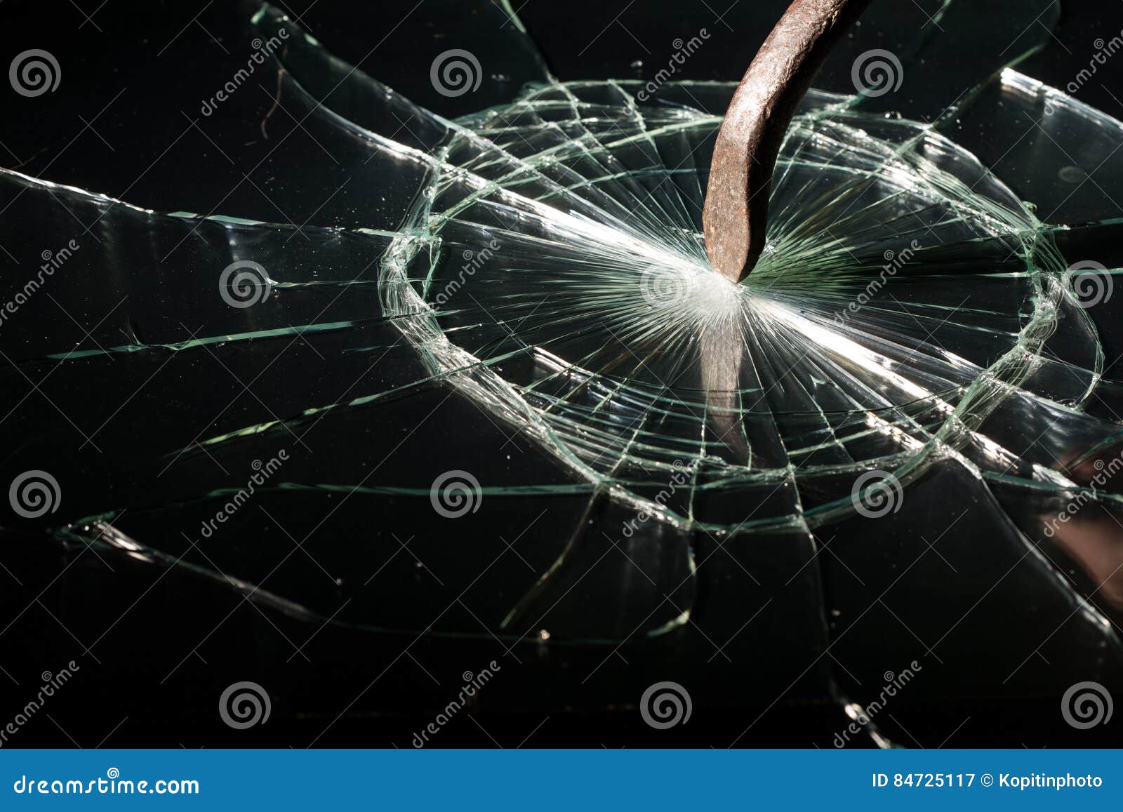 Broken Glass Texture. Rusty Crowbar Stock Image - Image of concept ...