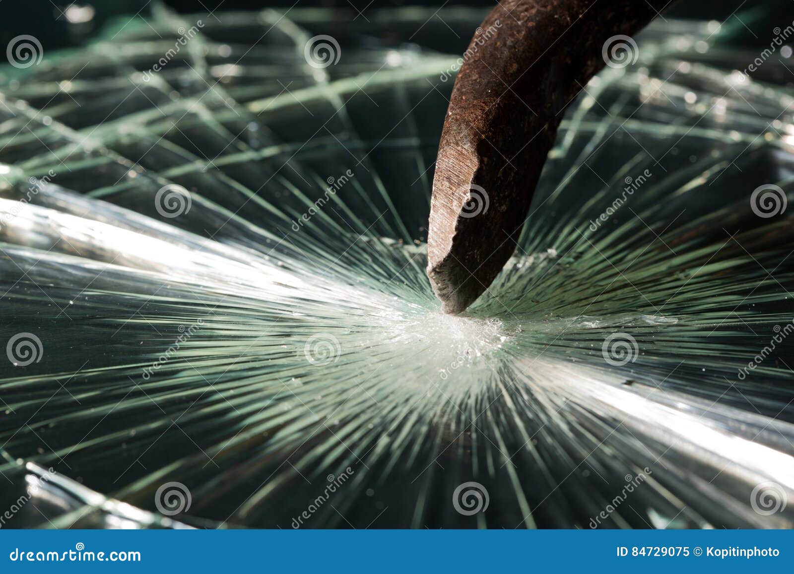 Broken Glass Texture. Rusty Crowbar Stock Image - Image of accident ...