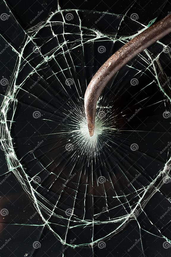 Broken Glass Texture. Rusty Crowbar Stock Photo - Image of pattern ...