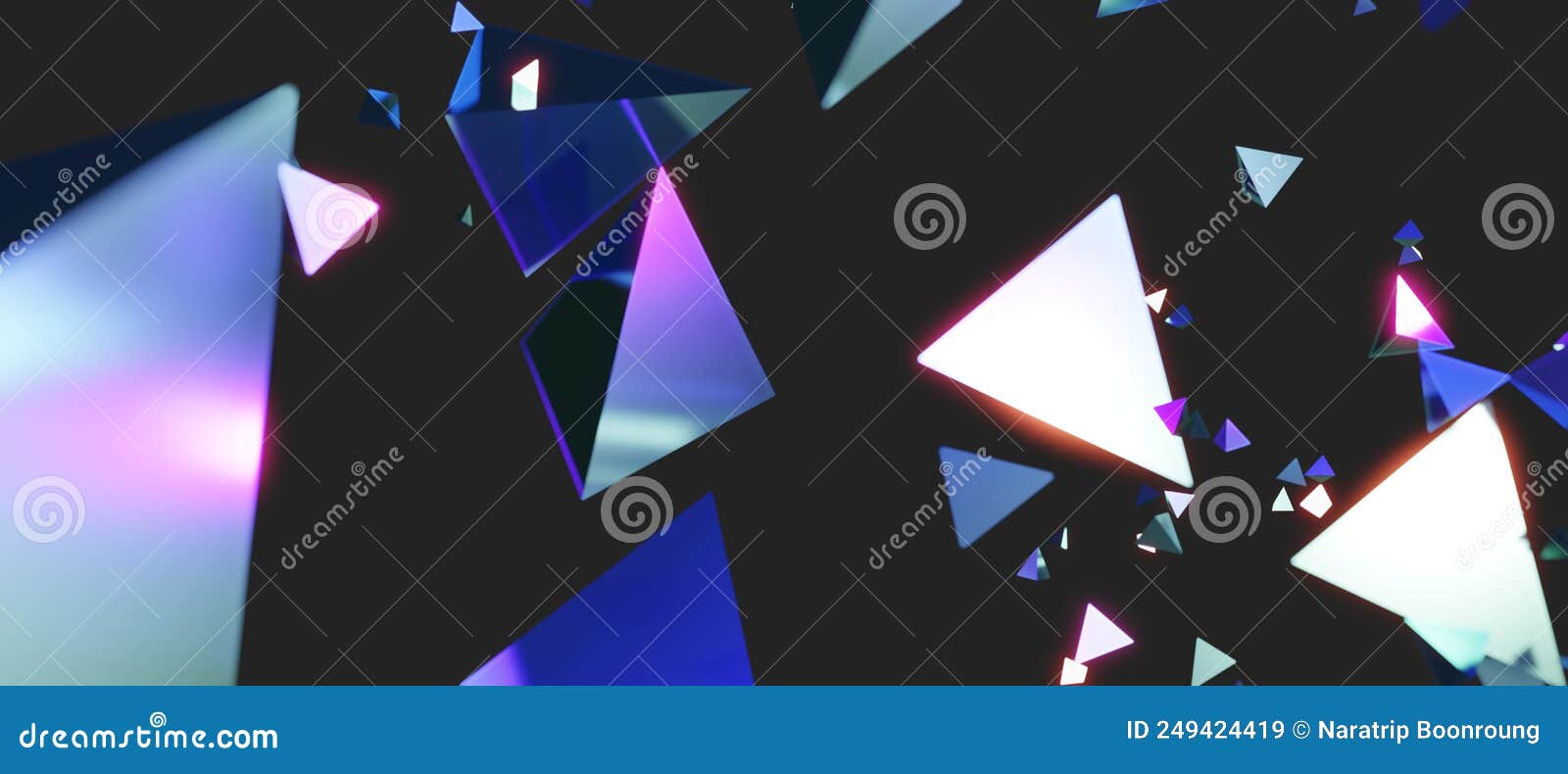 Broken Glass Triangle Abstract Glowing Technology Background 3d ...