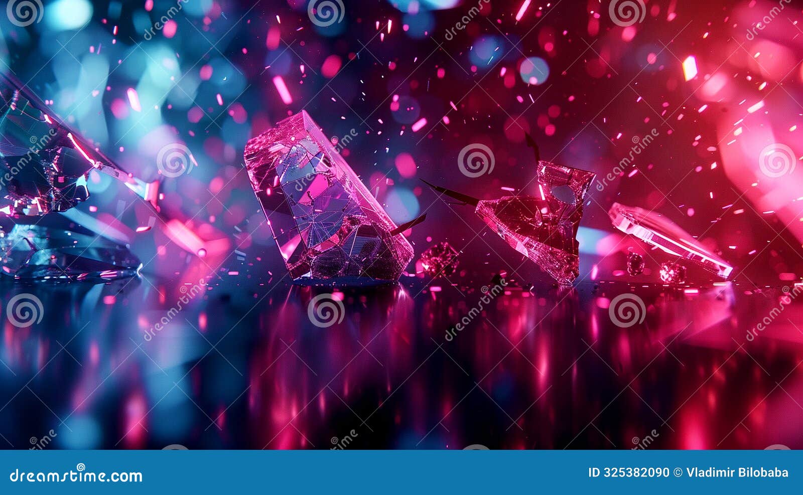Broken Glass Under Neon Lights Stock Illustration - Illustration of ...