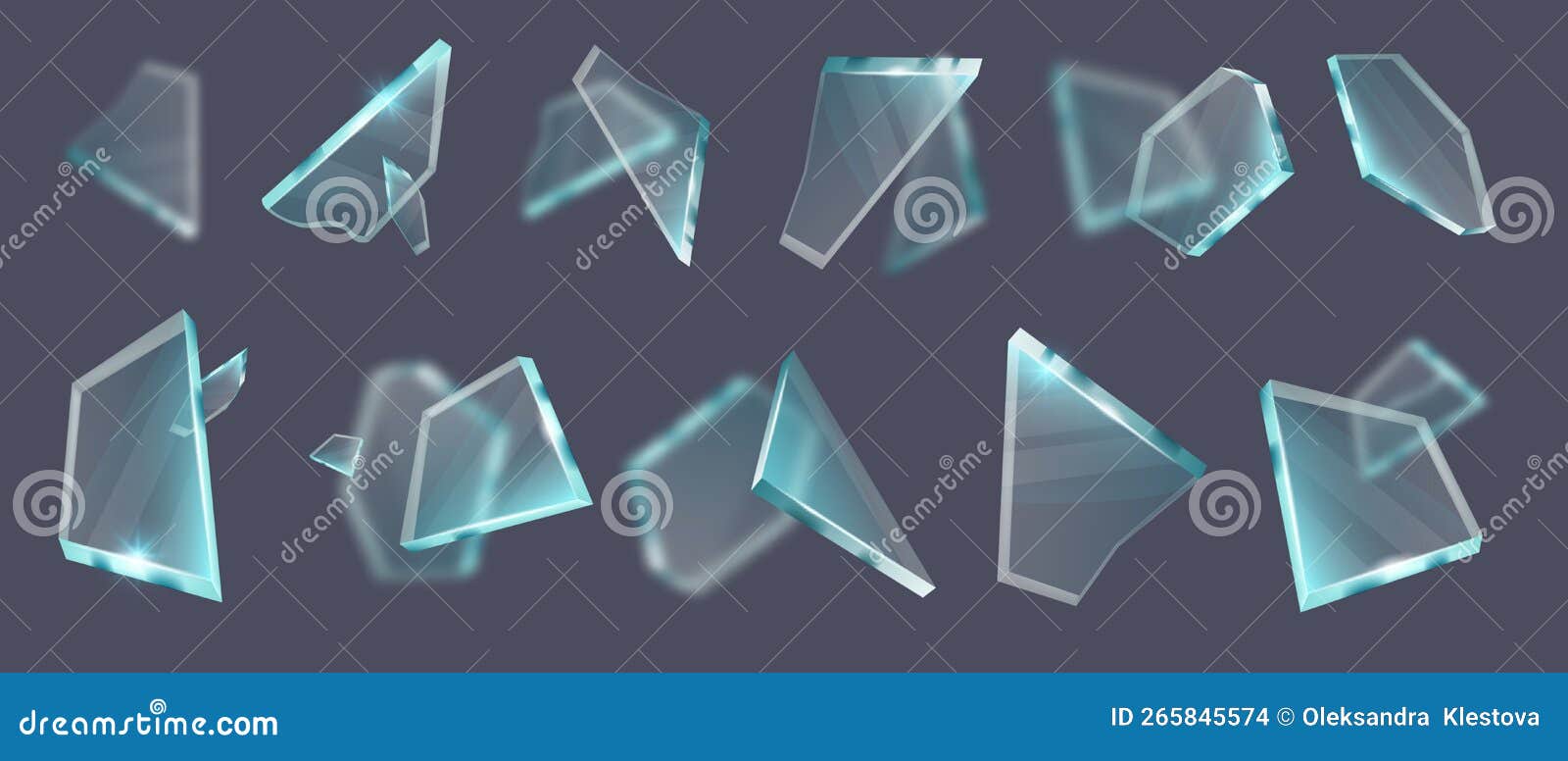 Broken Glass Vector Shatter Set, Mirror Sharp Pieces Explosion Kit ...