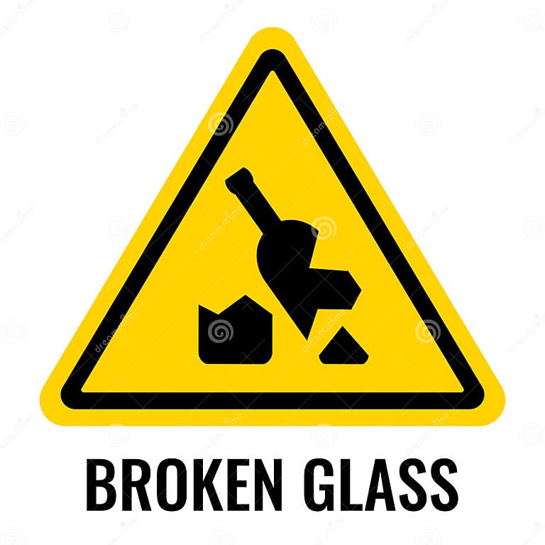Broken Glass Warning Sign, Sharp Shards Caution Stock Vector ...