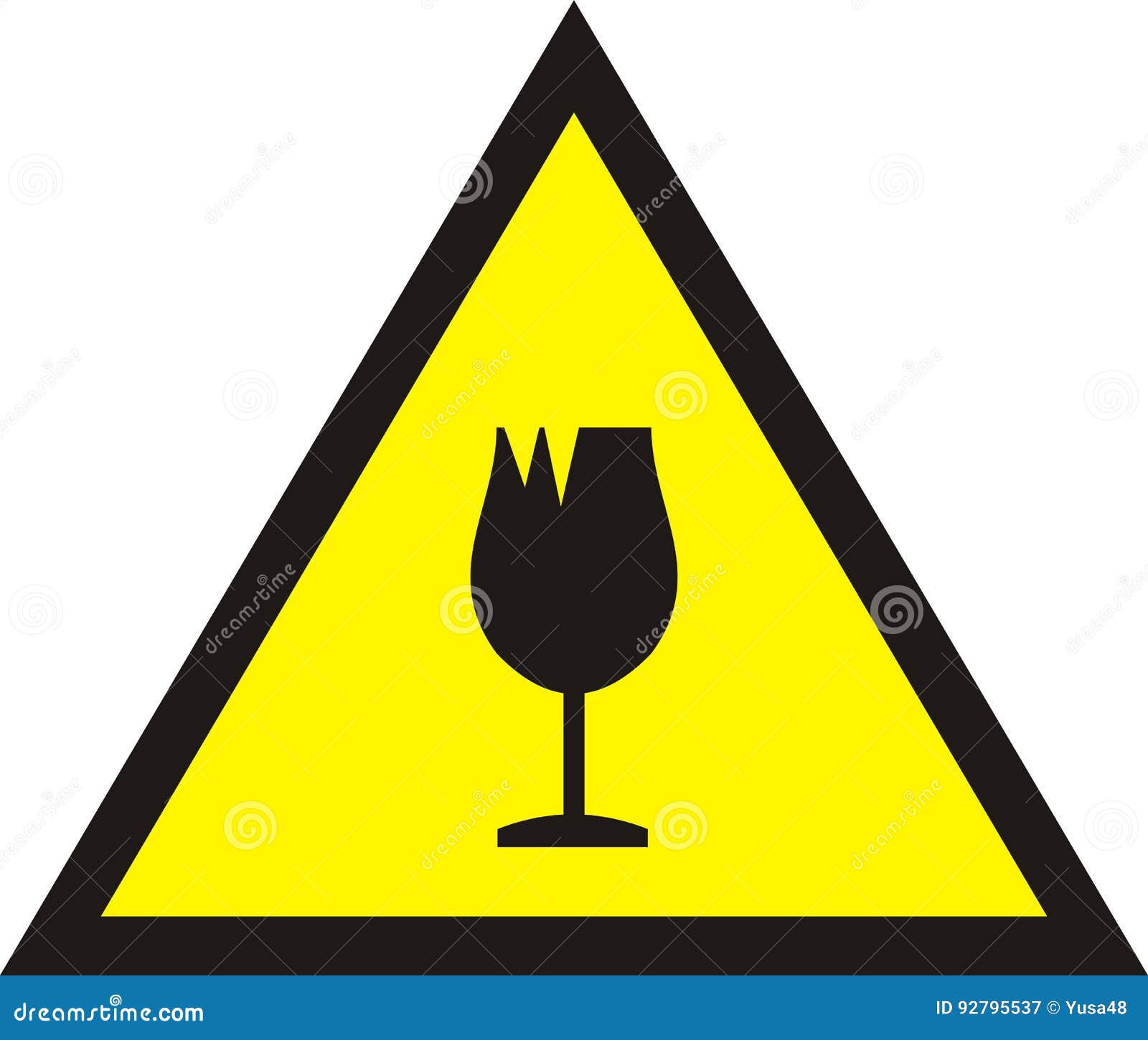 Broken glass warning sign stock vector. Illustration of black - 92795537