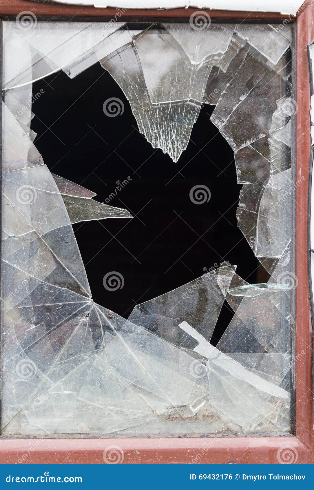 Broken glass in the window stock photo. Image of destroy - 69432176