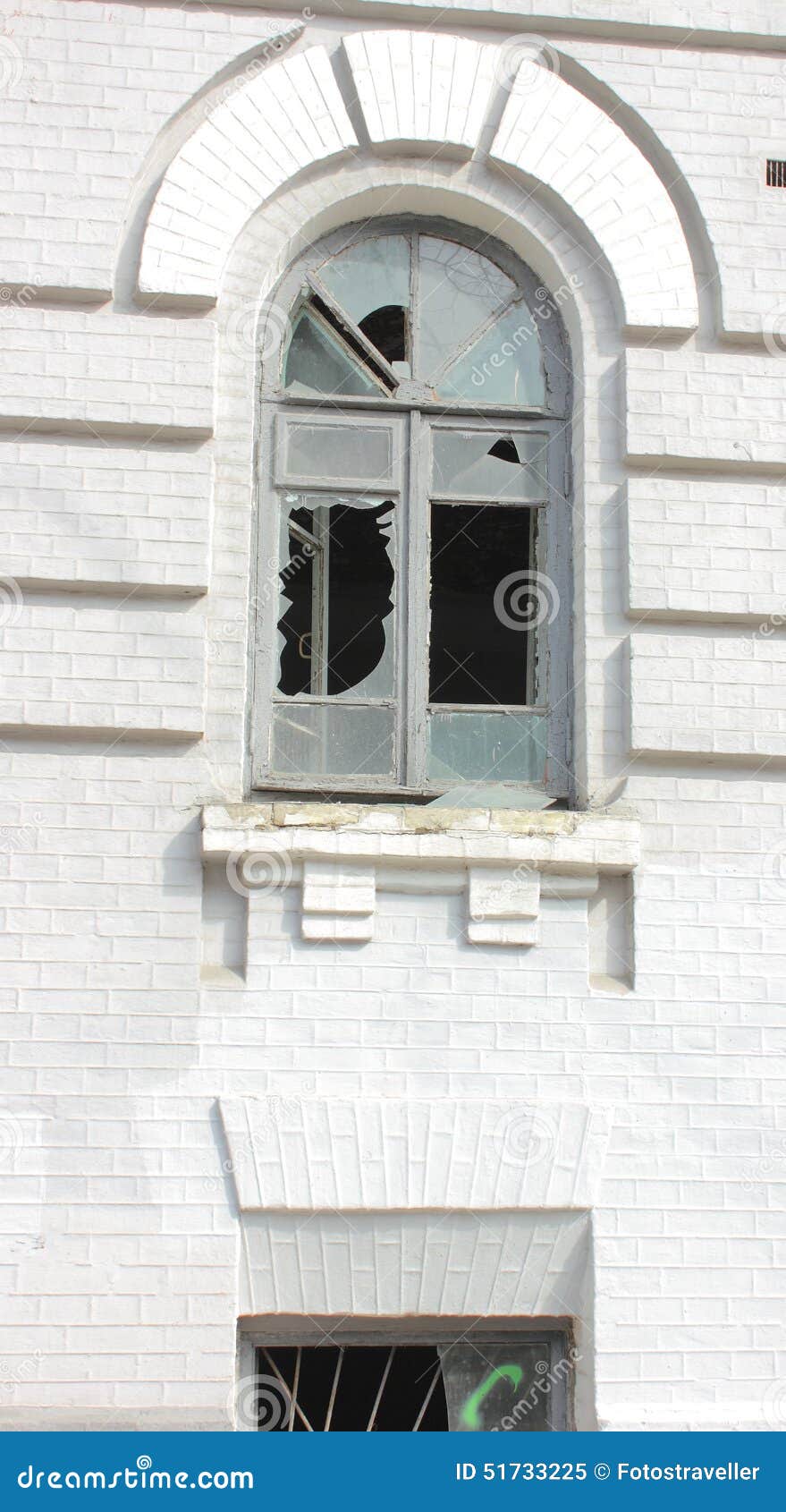 Broken Glass in the Window Frame Stock Image - Image of damaged ...