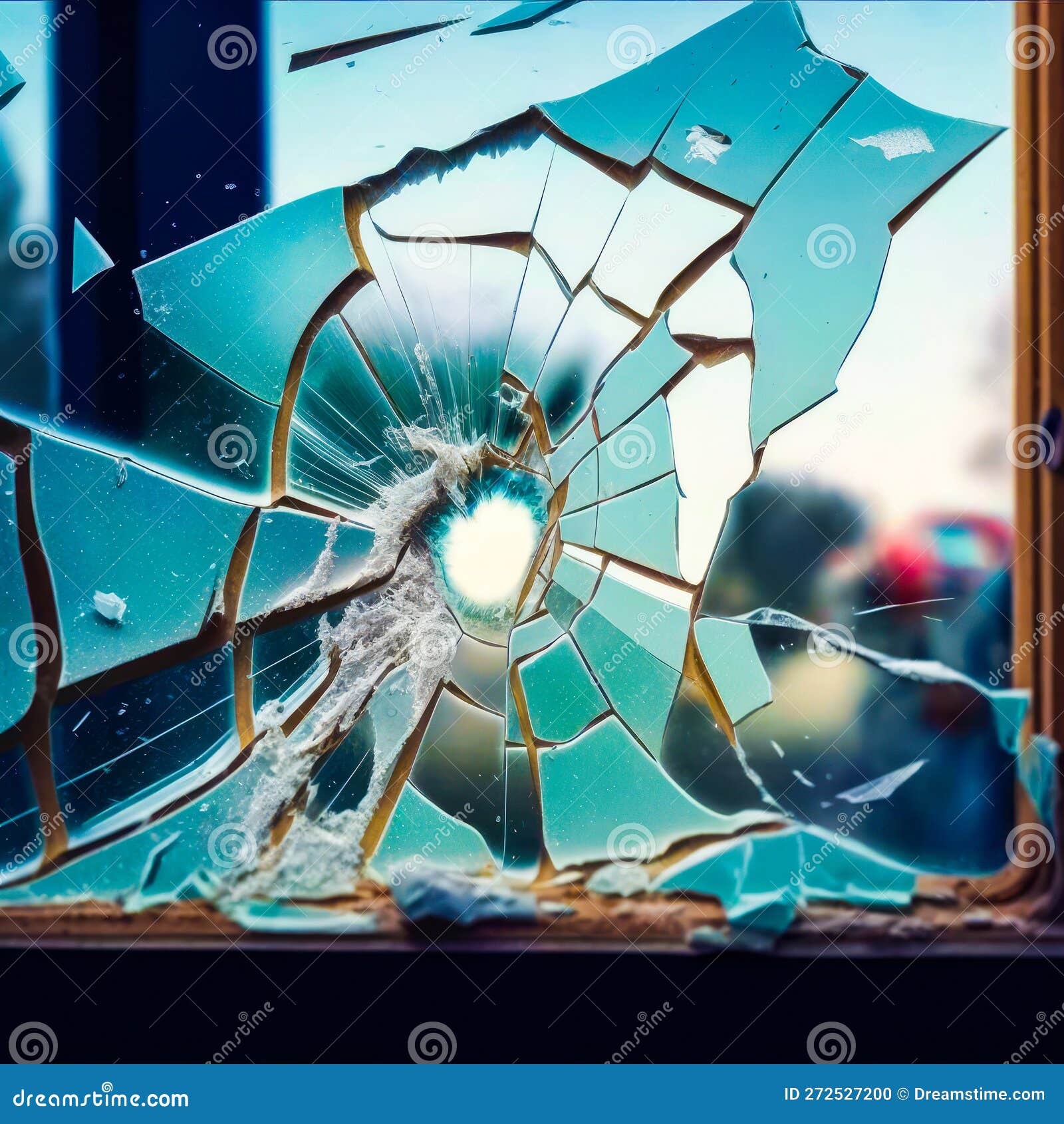 Broken Glass Window with Hole in it. Generative AI Stock Illustration ...