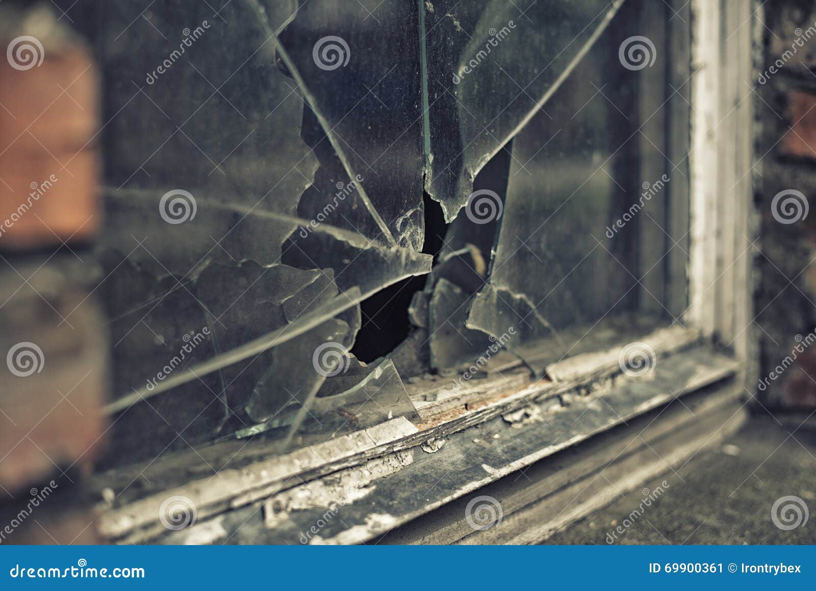 Broken Glass Window Reflecting Clounding Sky Stock Image - Image of ...