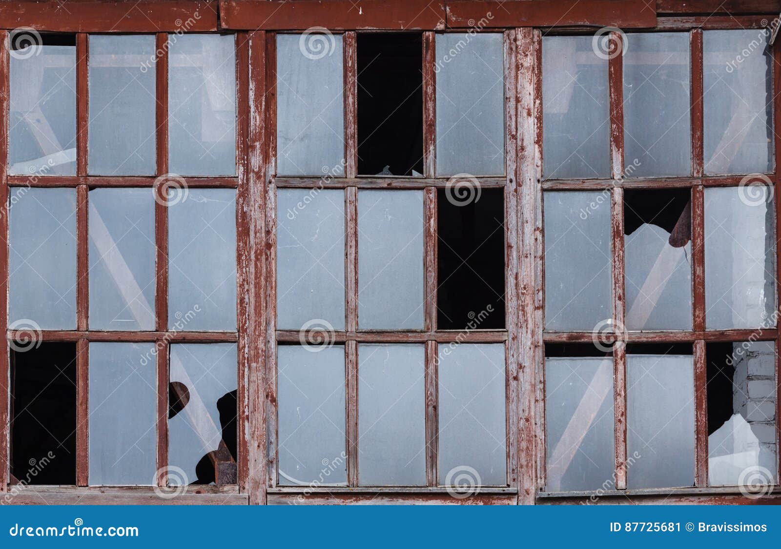 Broken Glass Window Ruins Background Stock Image - Image of decay ...