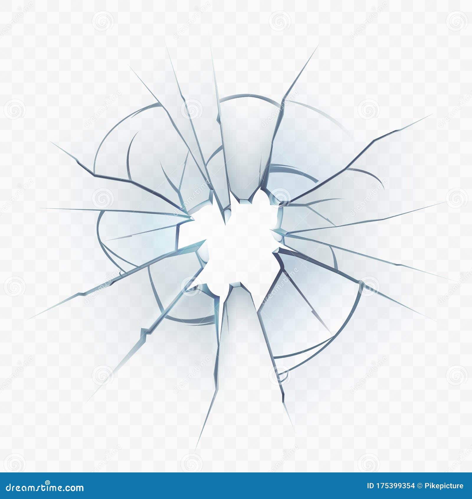 Broken Glass Window Smashed Bullet Hole Vector Stock Vector ...