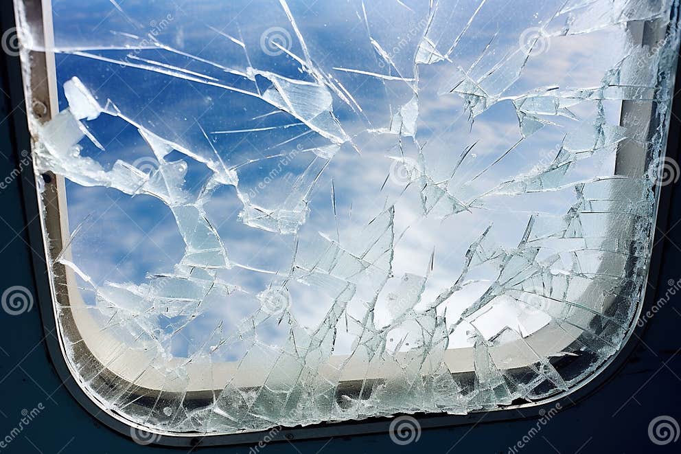 Broken Glass of Window, View from the Airplane. Generative AI Stock ...