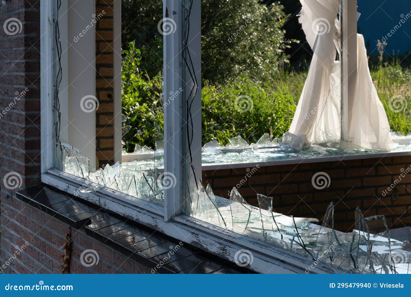 Broken Glass Windows, Caused by Vandalism or Demolition Stock Photo ...