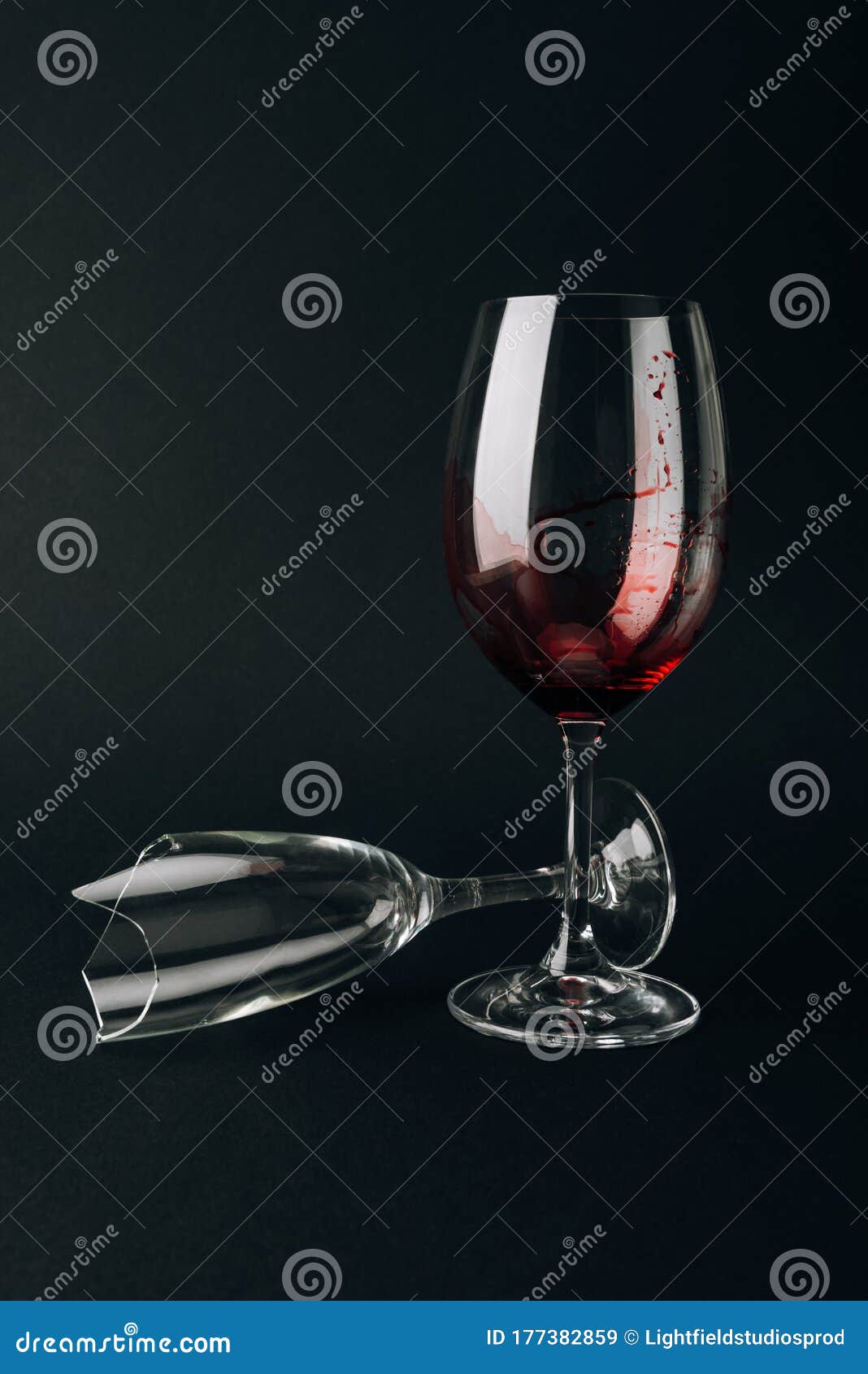 Broken Glass by Wine Glass with Blood Stock Image - Image of black ...