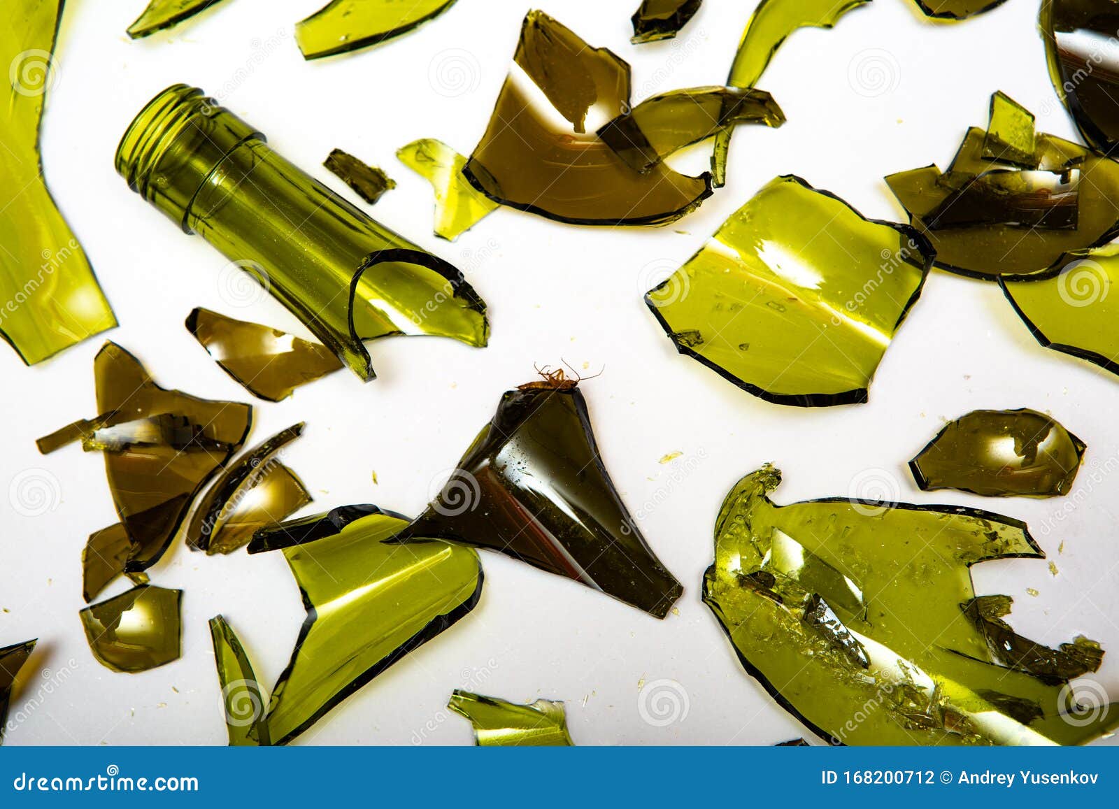 Broken Glass Wine Bottles on a White Background Stock Photo - Image of ...