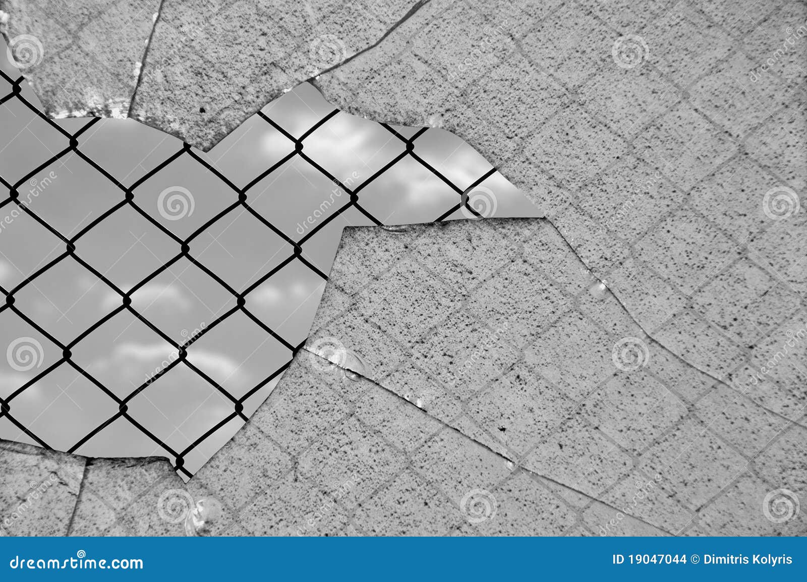 Broken Glass and Wired Fence Stock Photo - Image of background, black ...