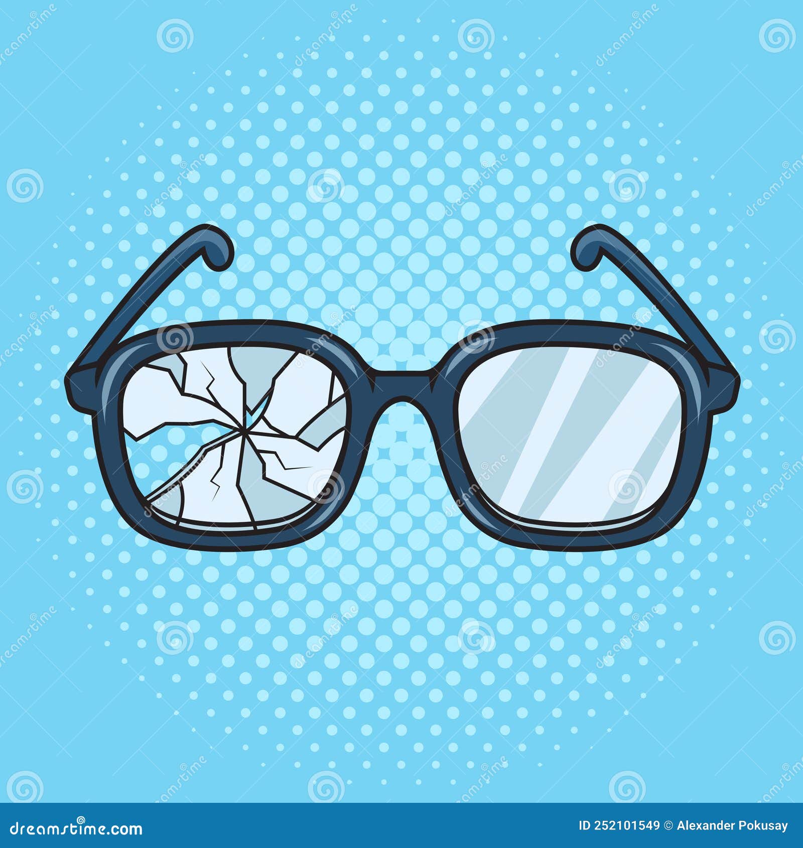 Broken Glasses Comic Book Pop Art Vector Stock Vector Illustration Of Realistic Colorful