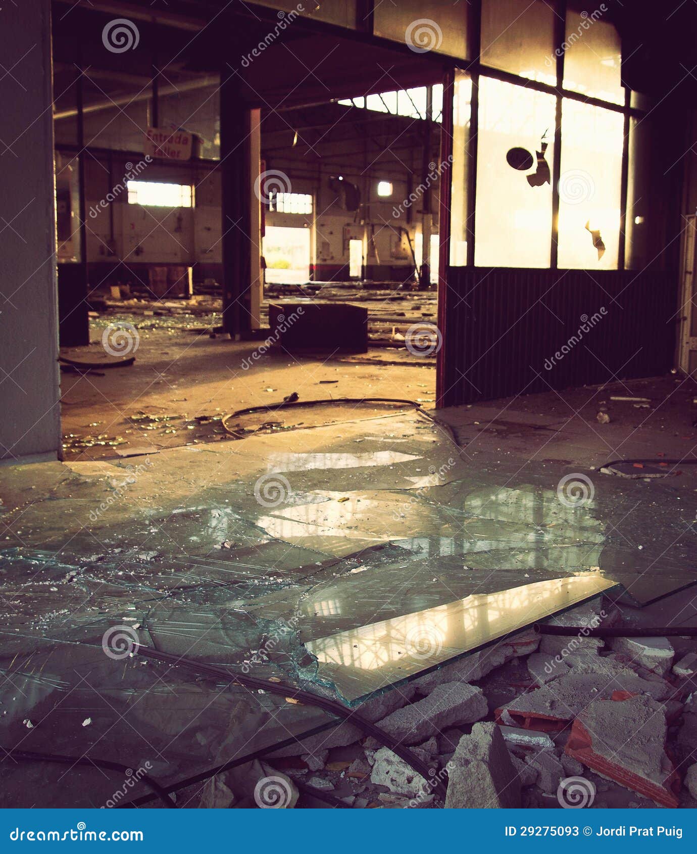 Broken Glasses Inside the Factory Stock Image - Image of destroy ...