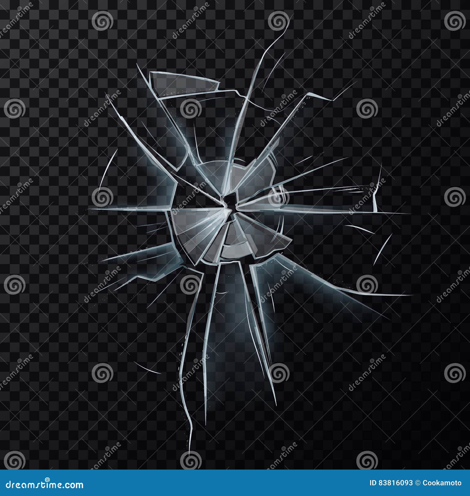 Damaged Glass Shapes. Shattered Mirror Or Window Transparent Glasses ...