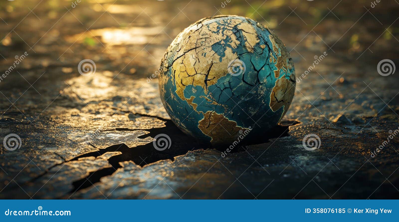 A Broken Globe with a Crack in it Stock Illustration - Illustration of ...