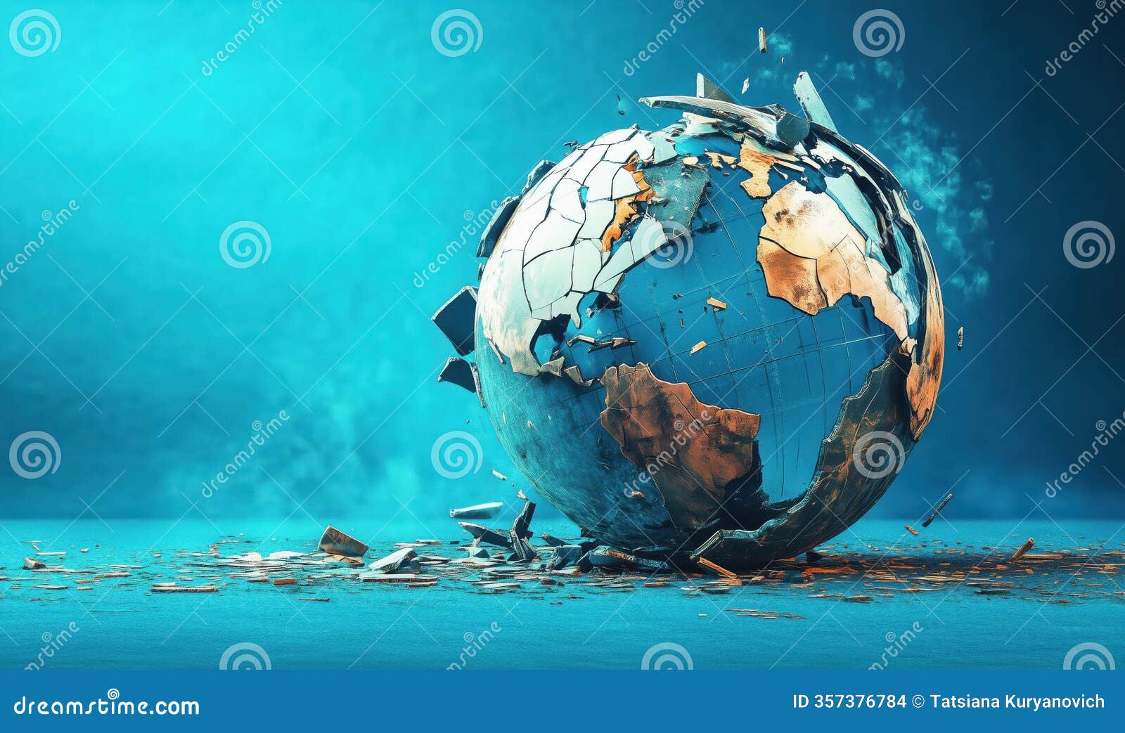 Broken Globe Representing Environmental Crisis, Fragmentation of Earth ...