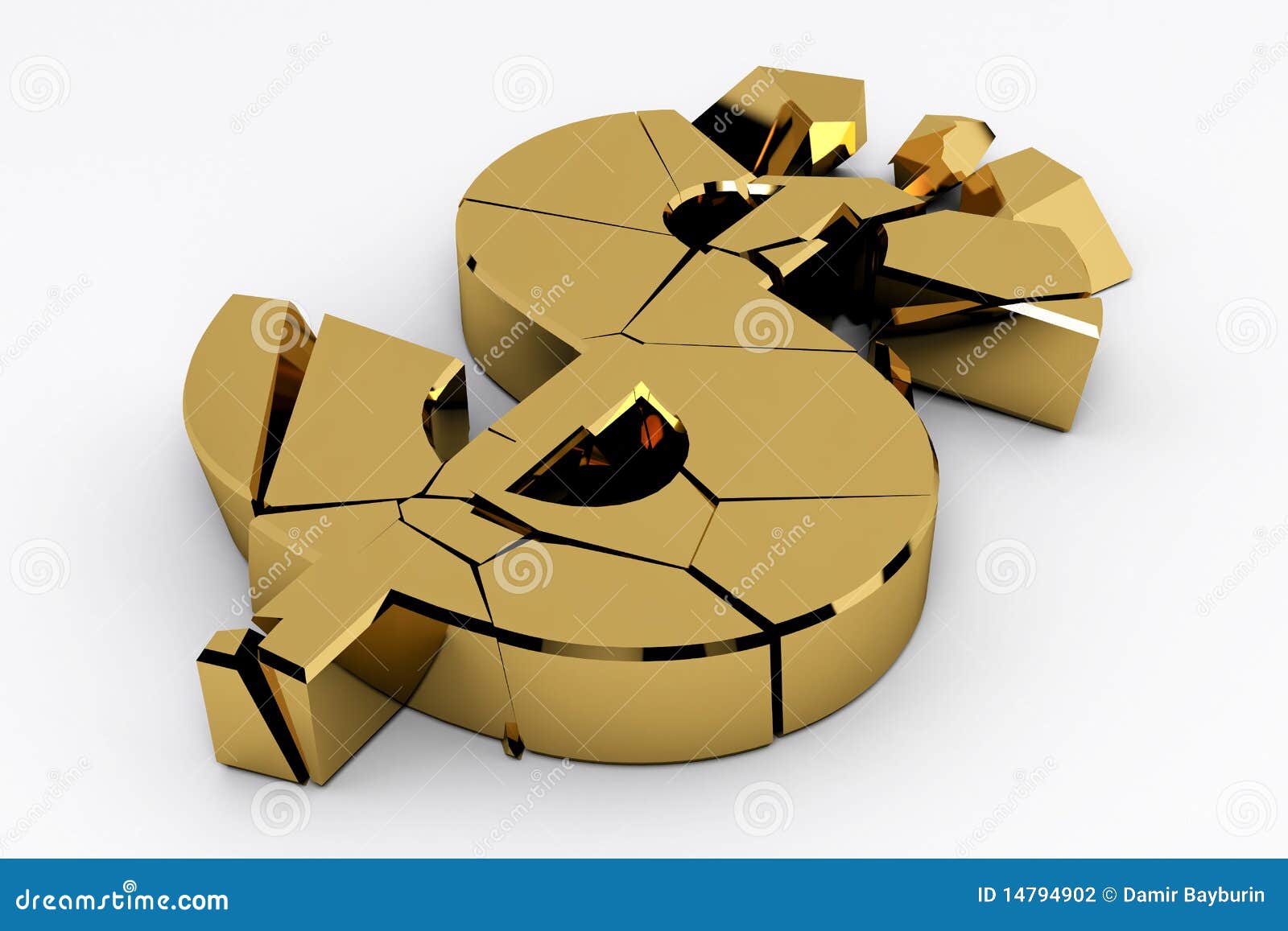 Broken gold dollar sign stock illustration. Illustration of golden ...