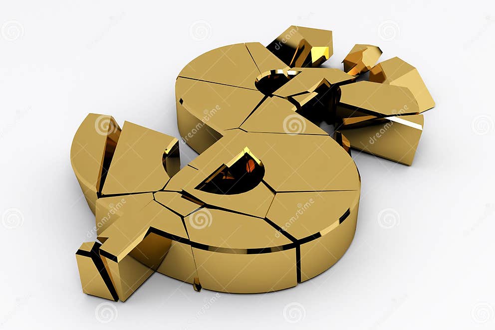 Broken gold dollar sign stock illustration. Illustration of golden ...