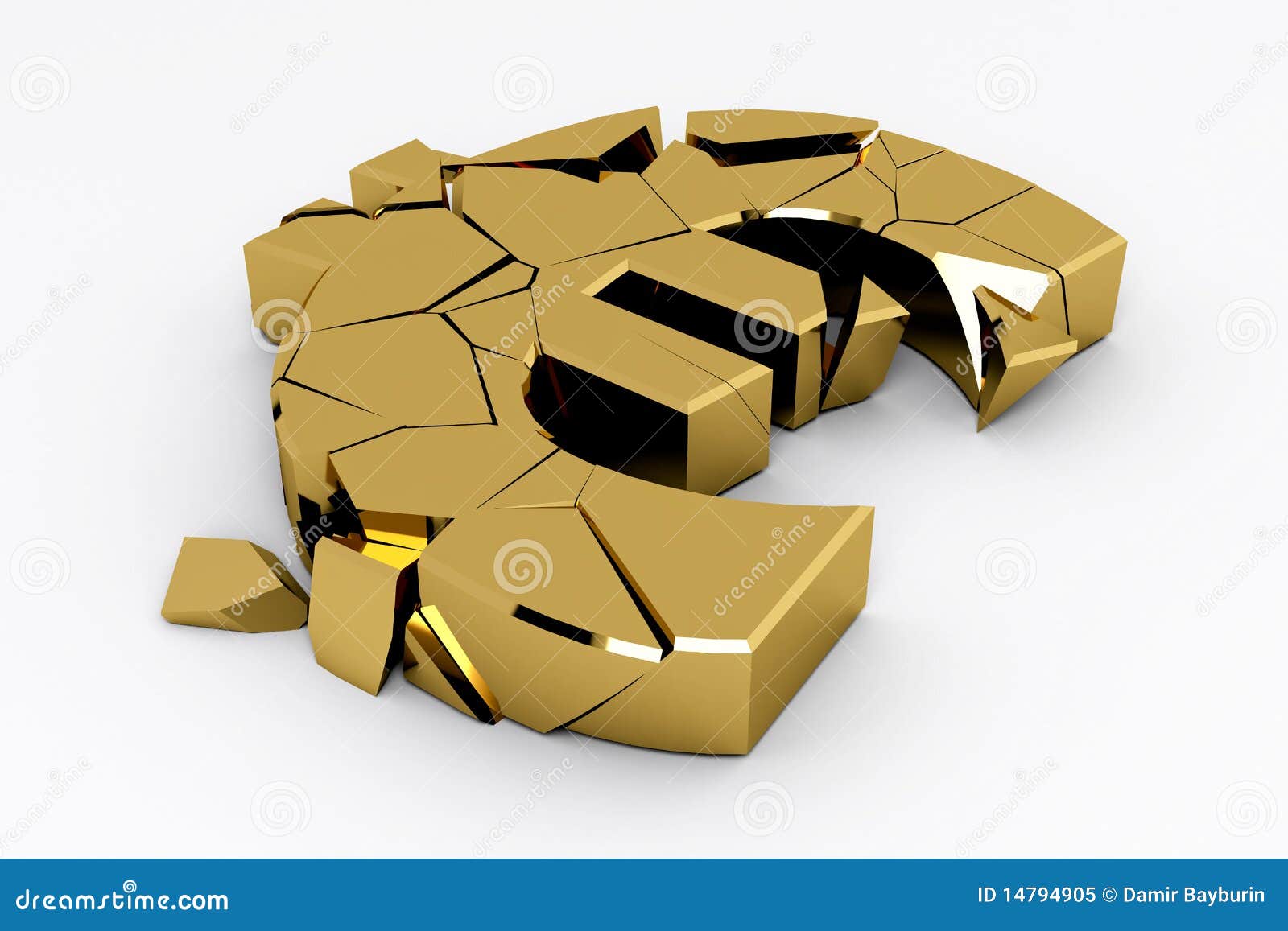 Broken gold euro sign stock illustration. Illustration of design - 14794905