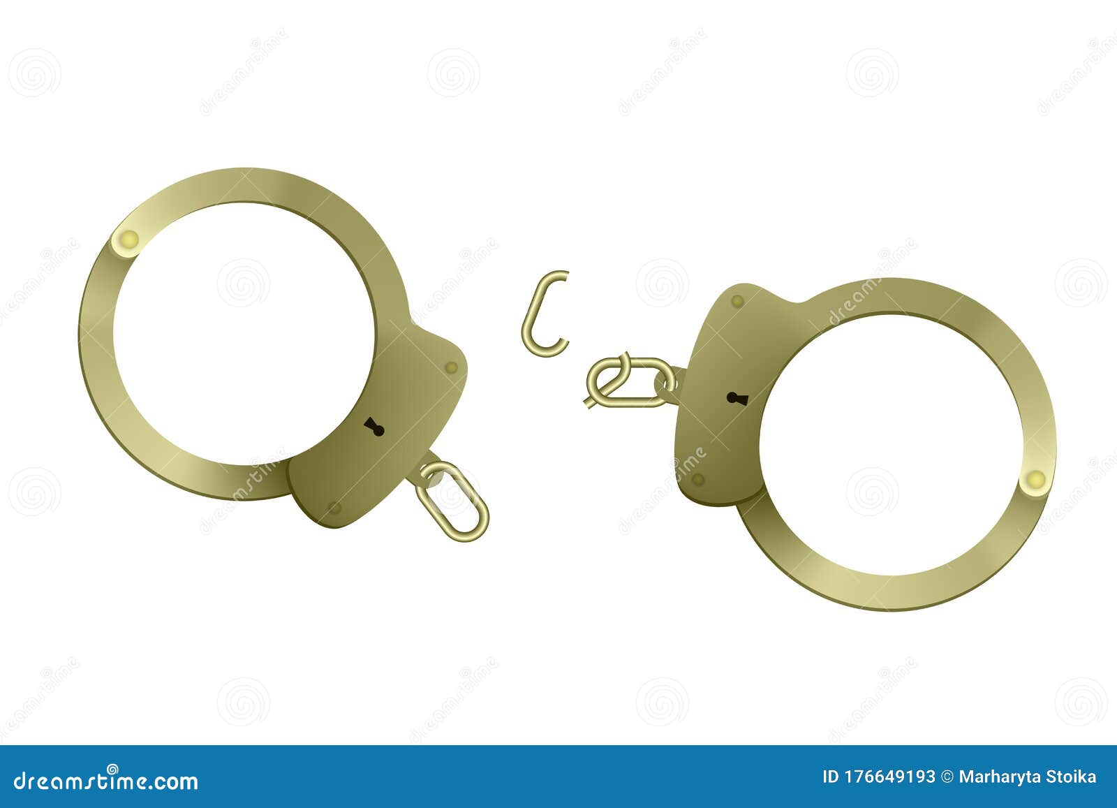 Broken gold handcuffs. stock vector. Illustration of lock - 176649193