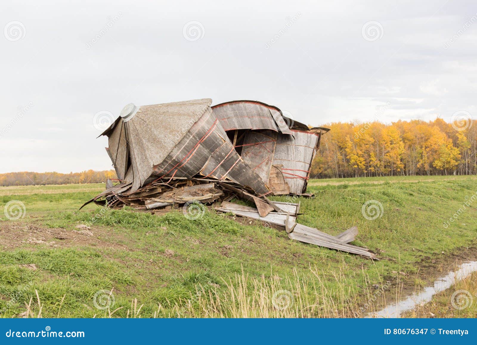 Broken grain bins stock image. Image of structure, silos - 80676347