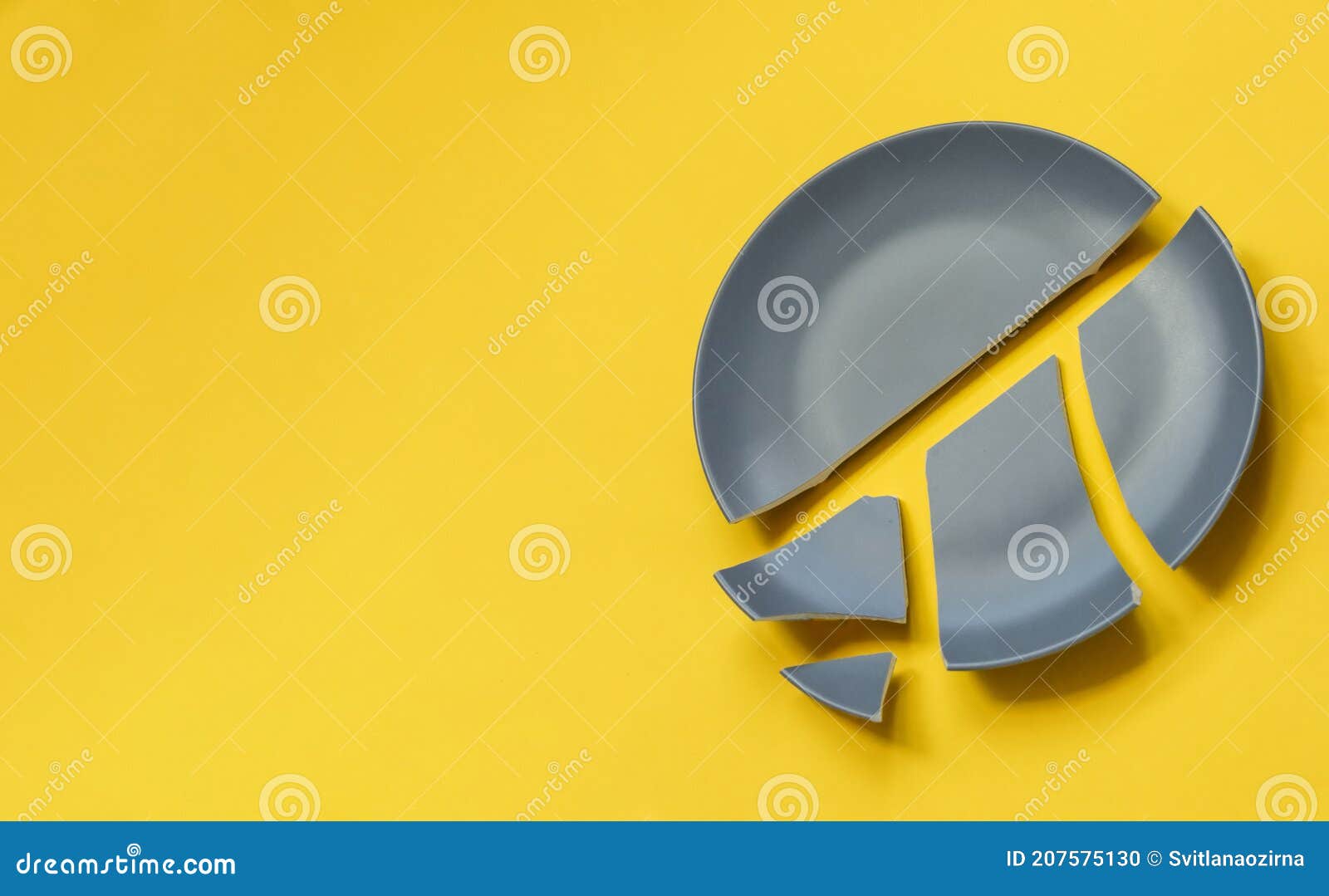 Broken Gray Ceramic Plate on Yellow Background Stock Photo - Image of ...
